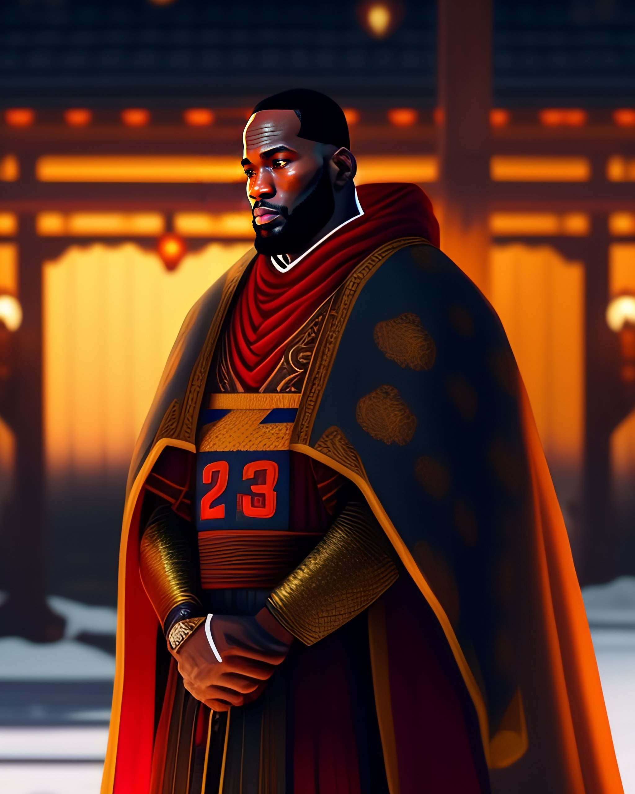 Lexica - Lebron james dress like a sekiro, 2d, cartoon