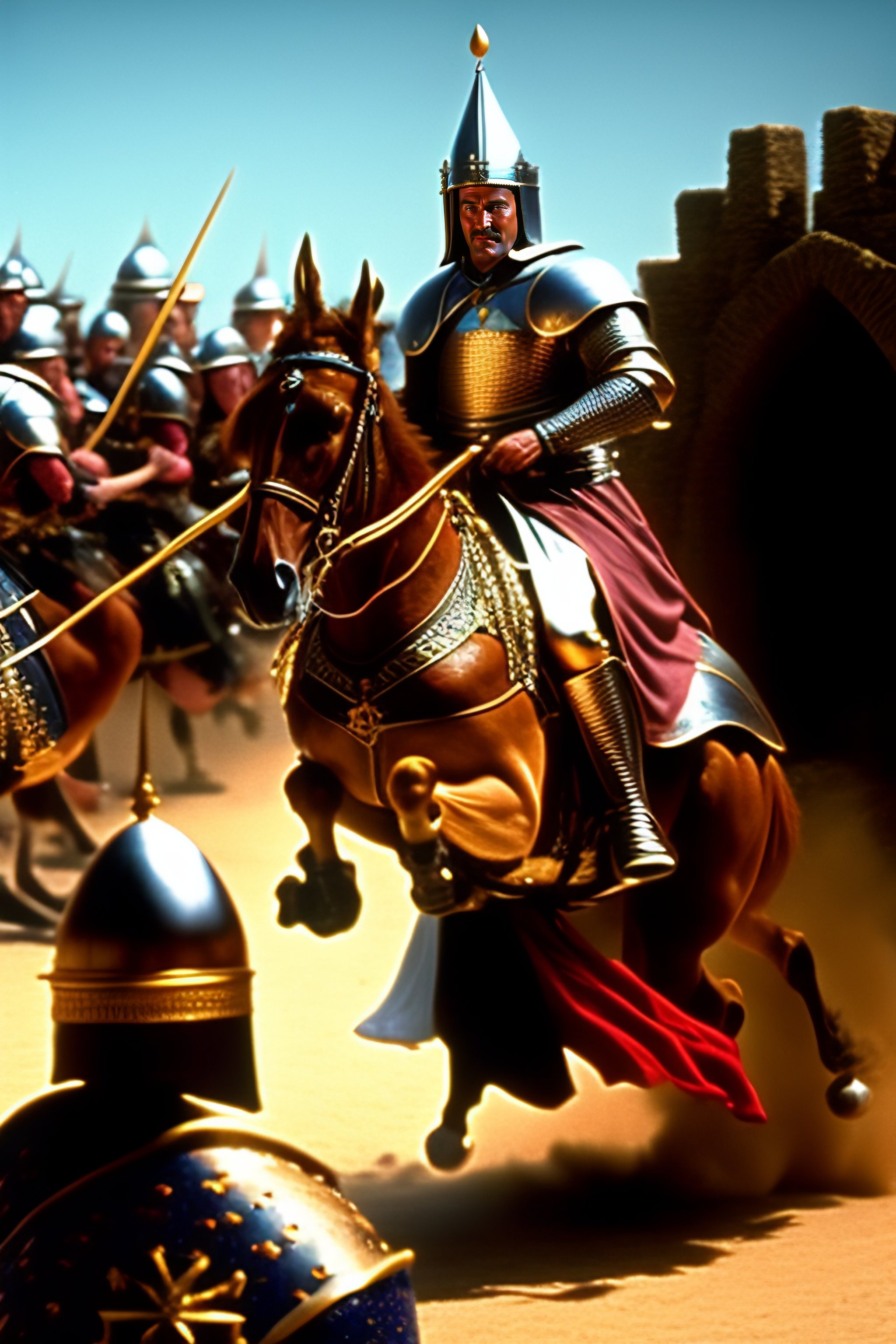 Lexica - Scene from monty python and holy grail, knight jumps over large egg