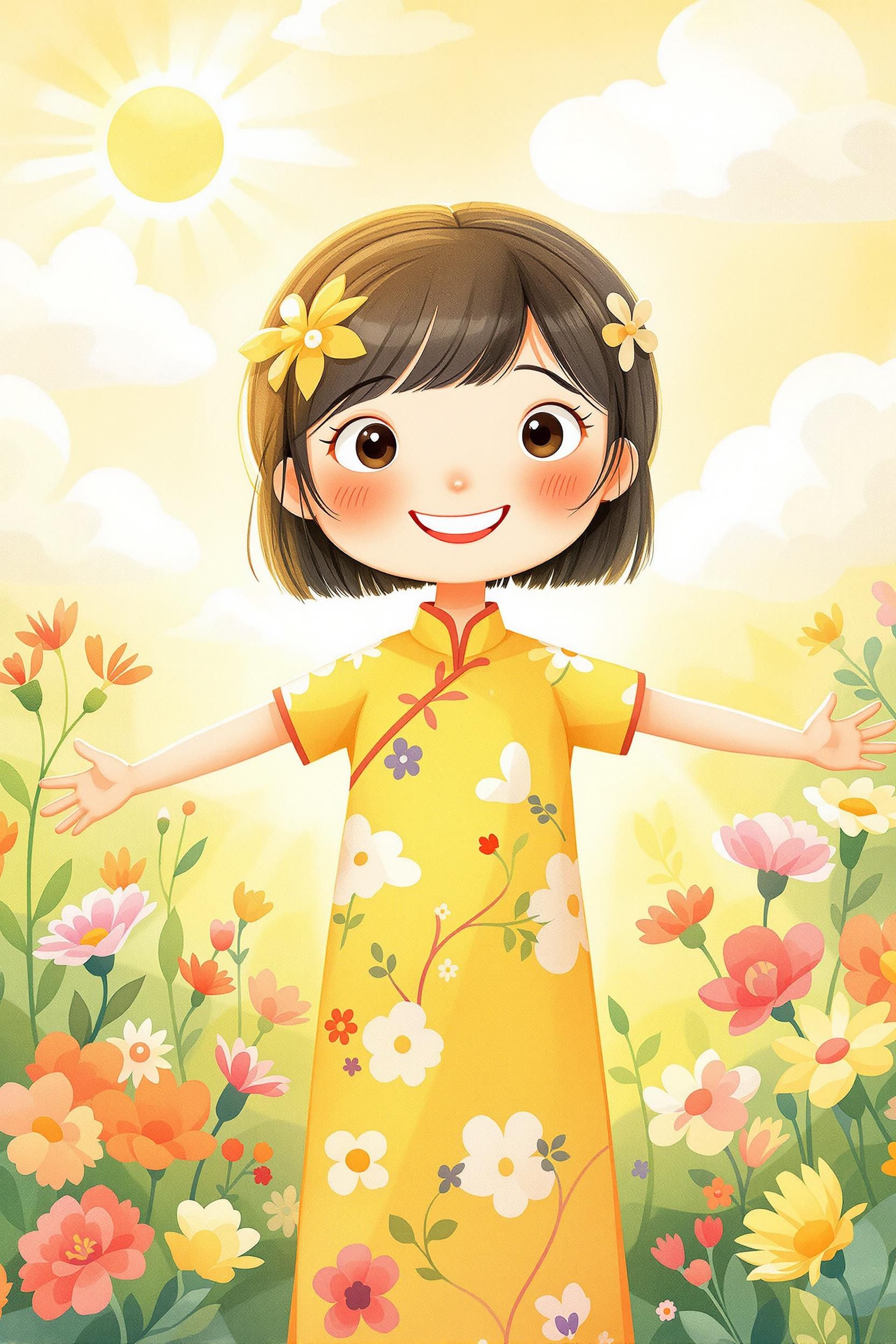 Lexica - A cute Chinese girl named Momo with big eyes and a goofy grin ...
