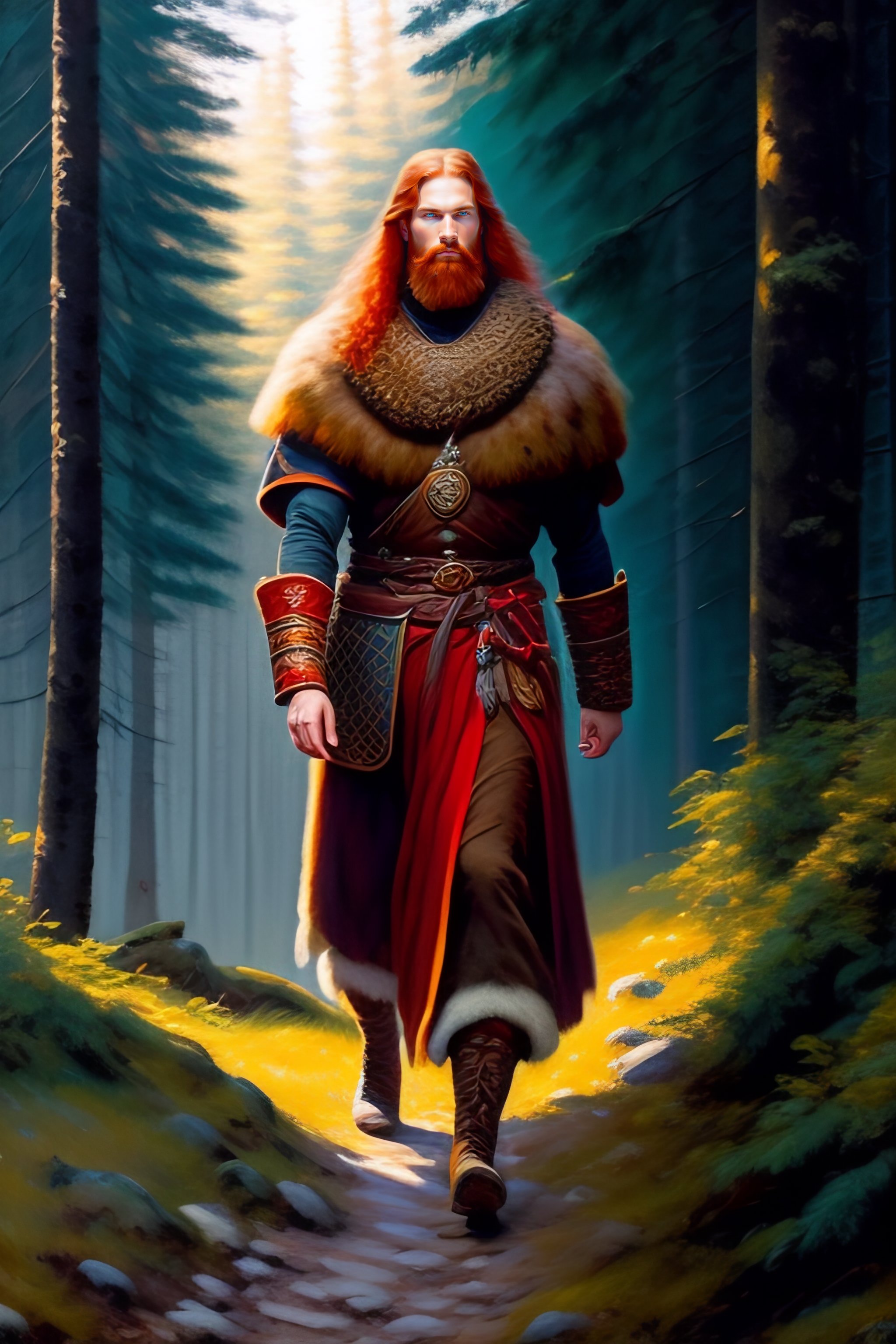 Lexica - Warrior red head man, woolen torso in medieval clothes ...