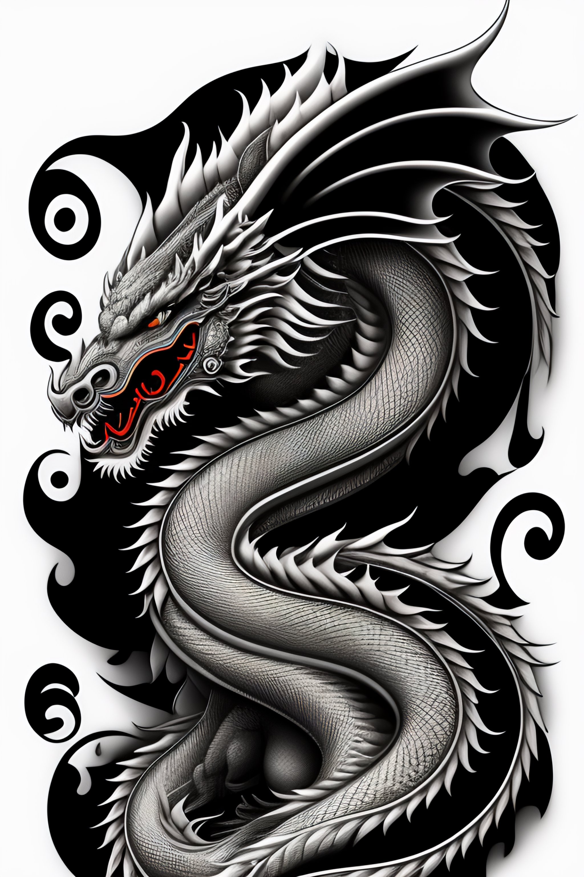 Lexica - Chinese full dragon tattoo, 8k, high resolution, blackwork ...