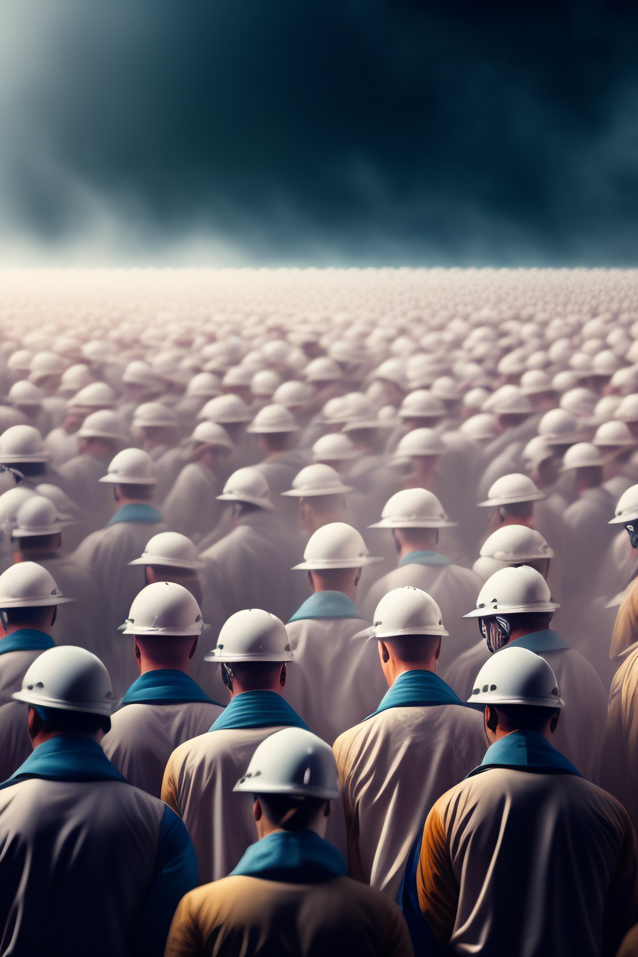 Lexica - A huge crowd of white people wearing white maintenance uniform ...
