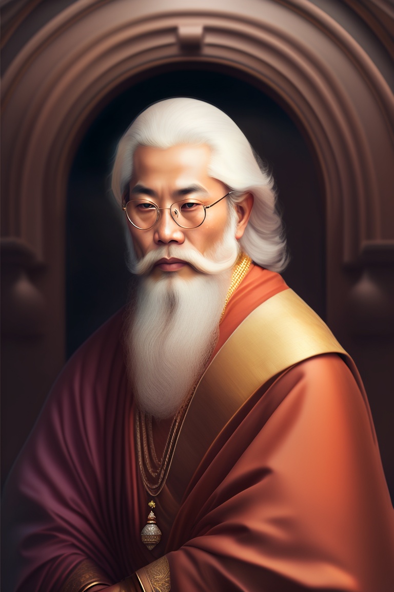 Lexica - White fornt face, white hair, smart Monk motivation