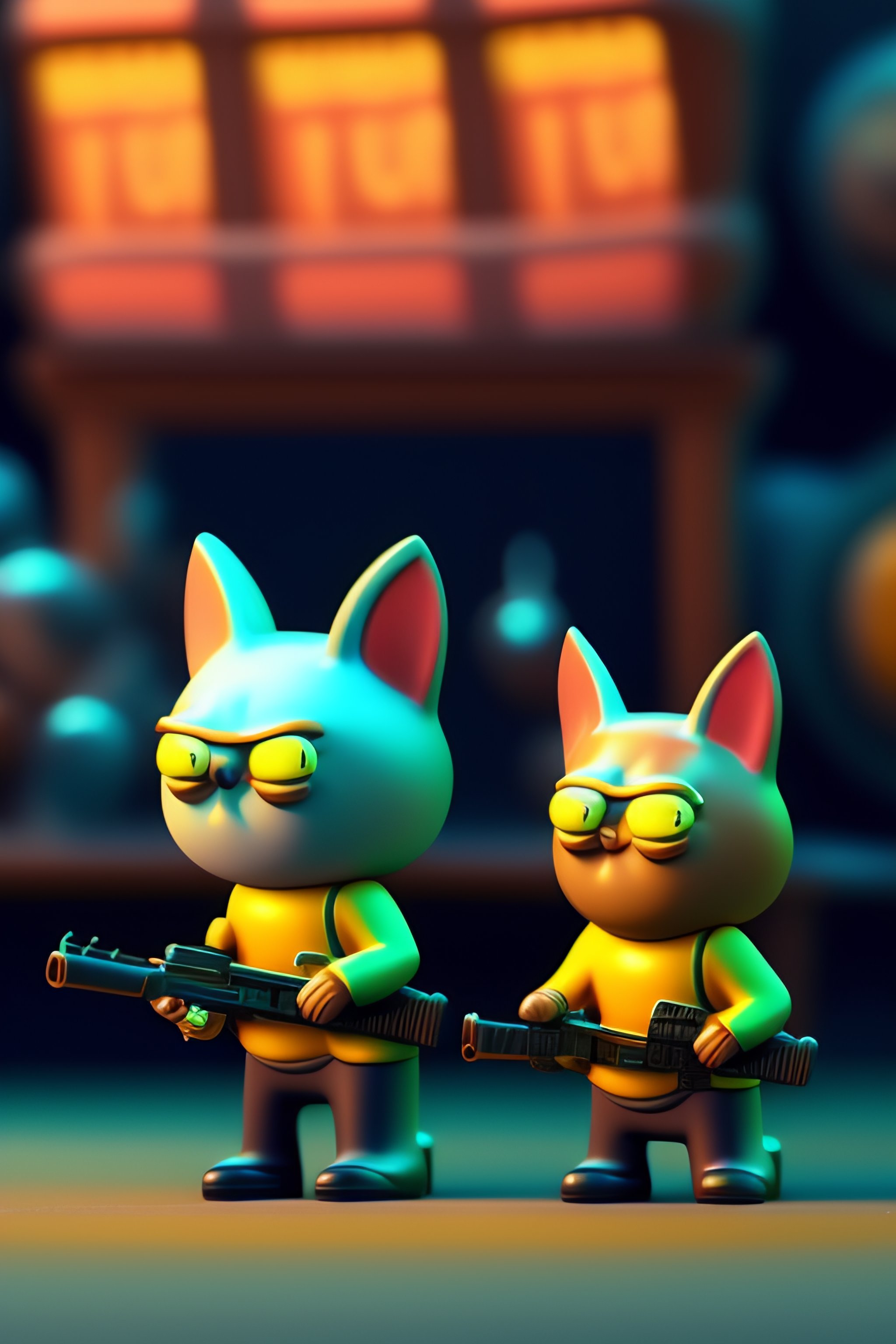 Lexica - Rick and Morty in 3D as cats with musket guns in the ...