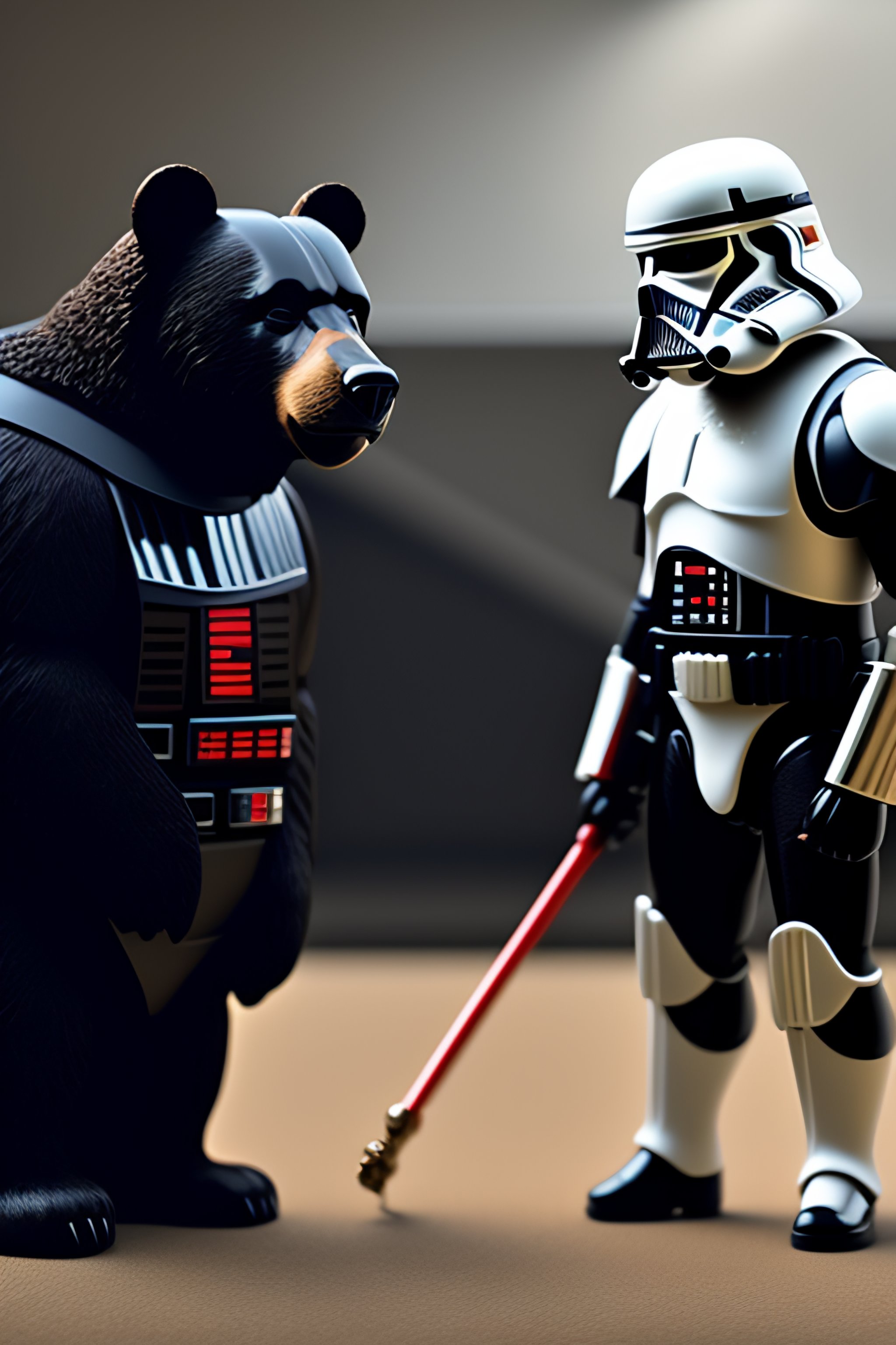 Lexica - Portrait of Darth Vader as a bear standing over a defeated ...