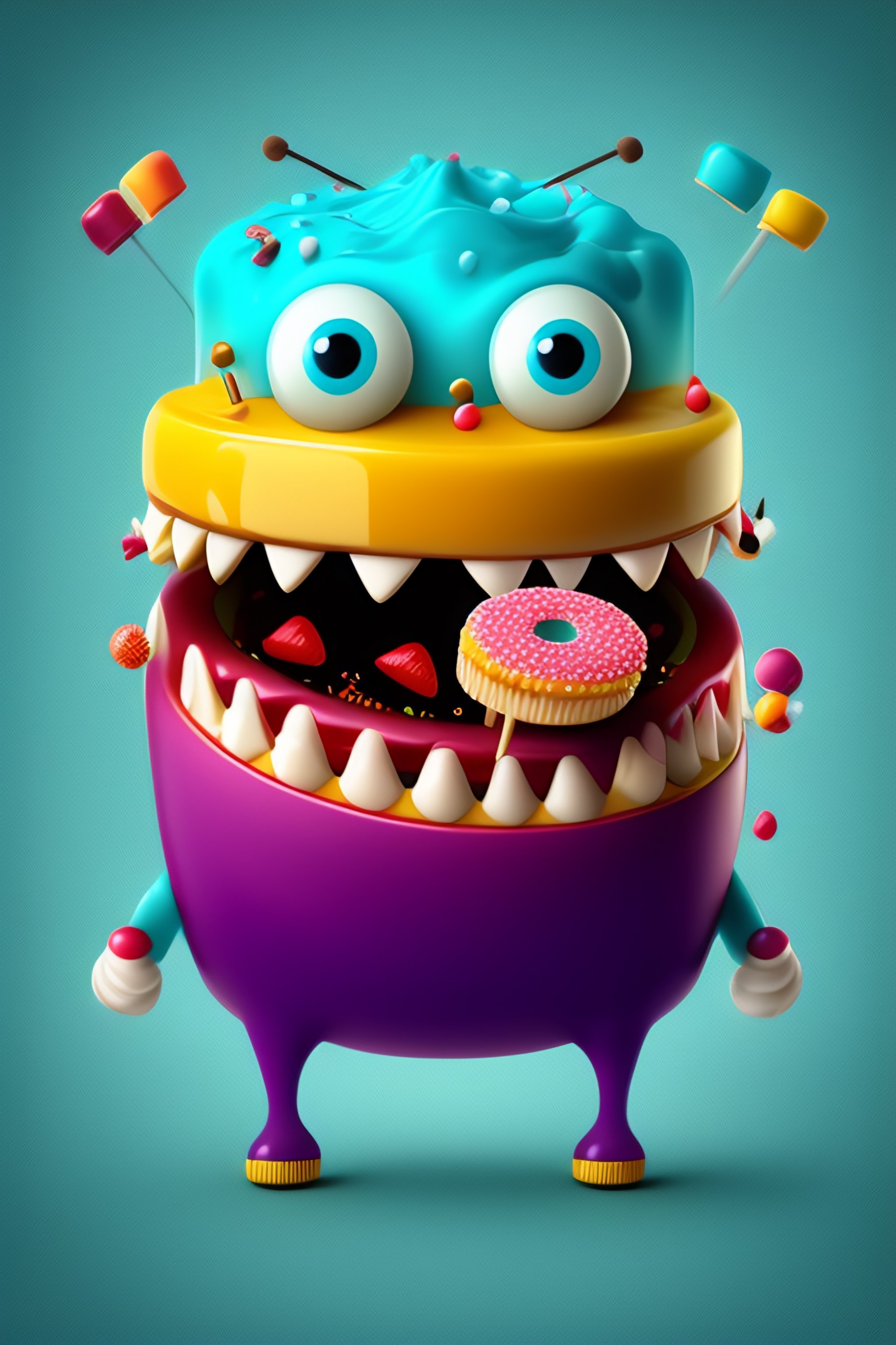 Lexica - Cartoon monster eating sweets