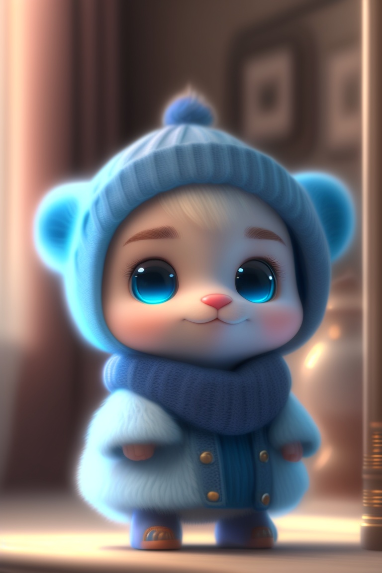 Lexica - Cute small blue dote waving hello unreal engine, cozy indoor ...