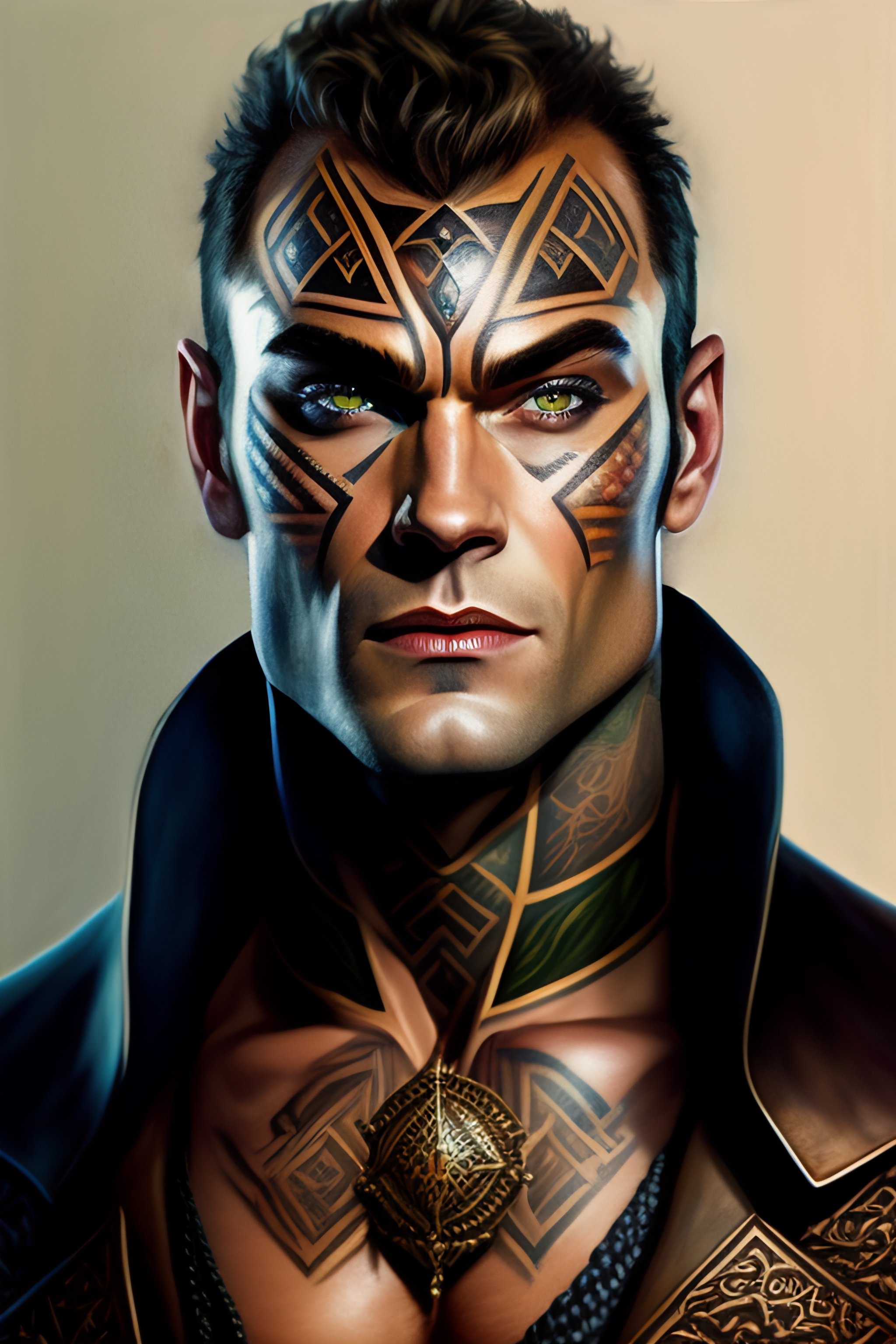 Lexica - D&d full body portrait male guy half-orc half-human, jude law ...