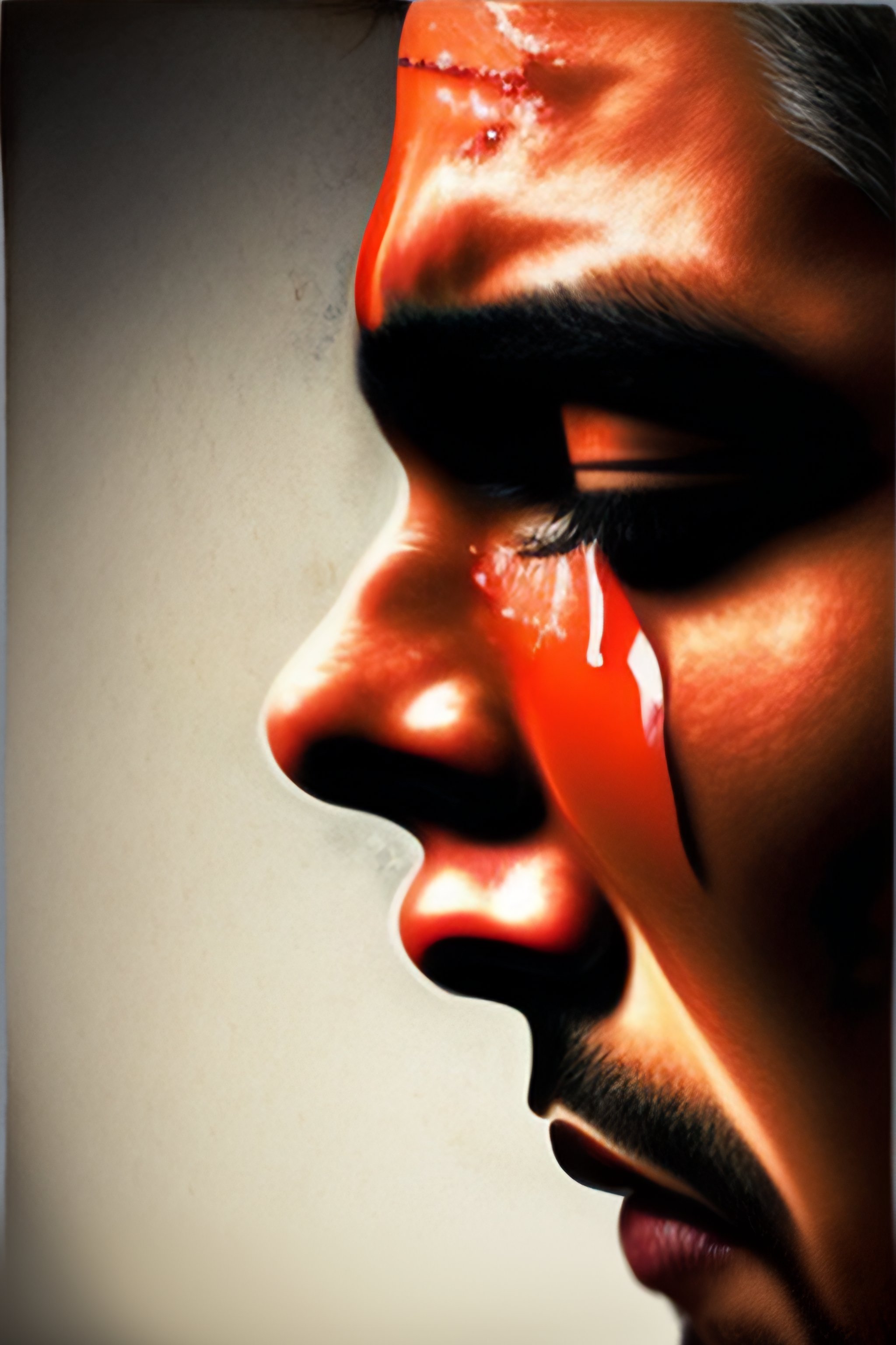 Lexica - Crying man bleeding from heartache