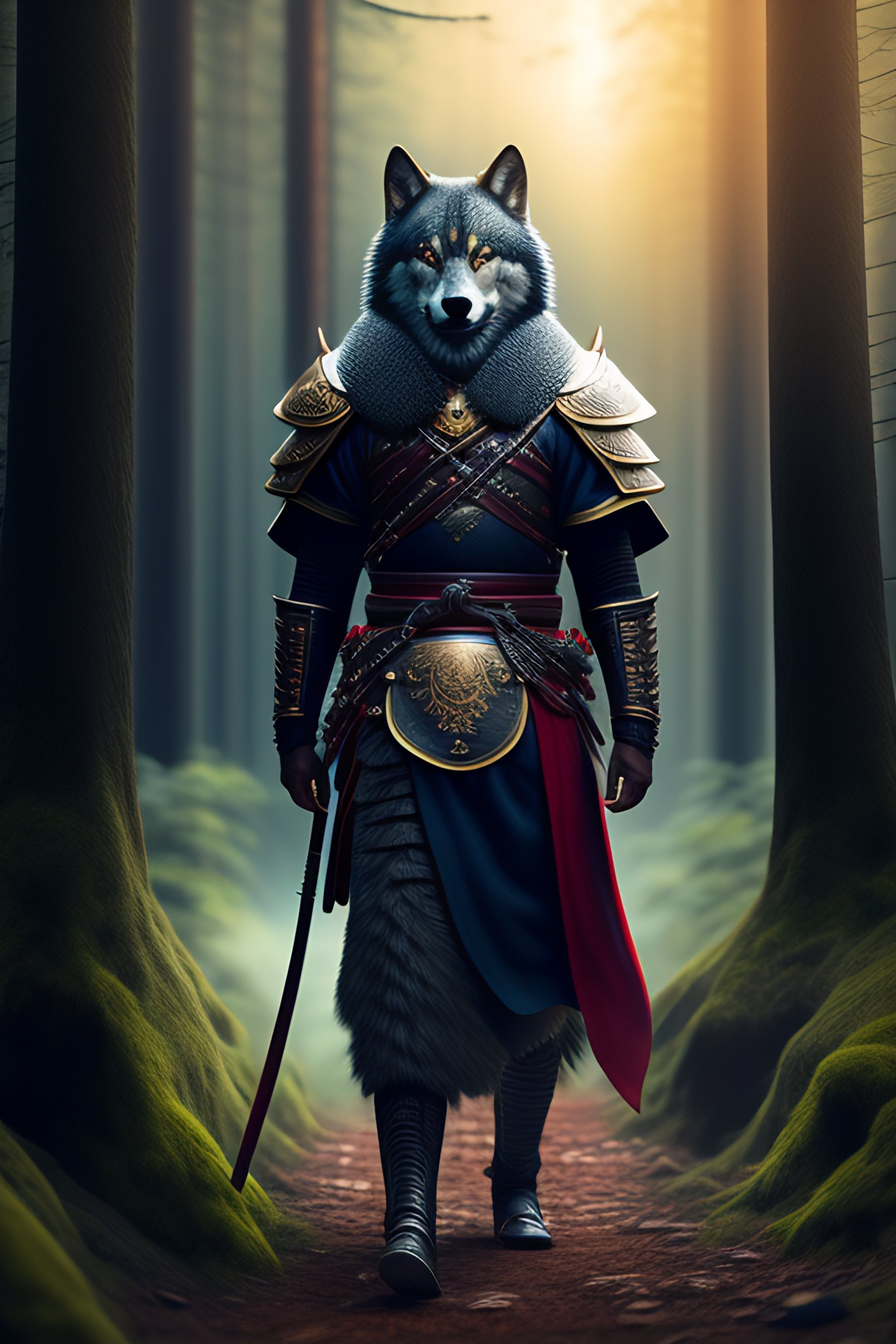 Anthro Wolf Samurai