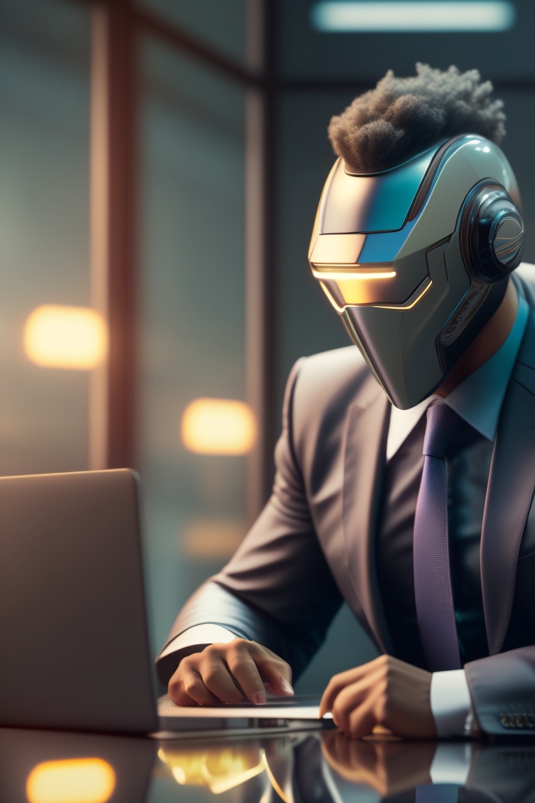 Lexica - Cybernetic mask made out of glass,seated and working in an big ...