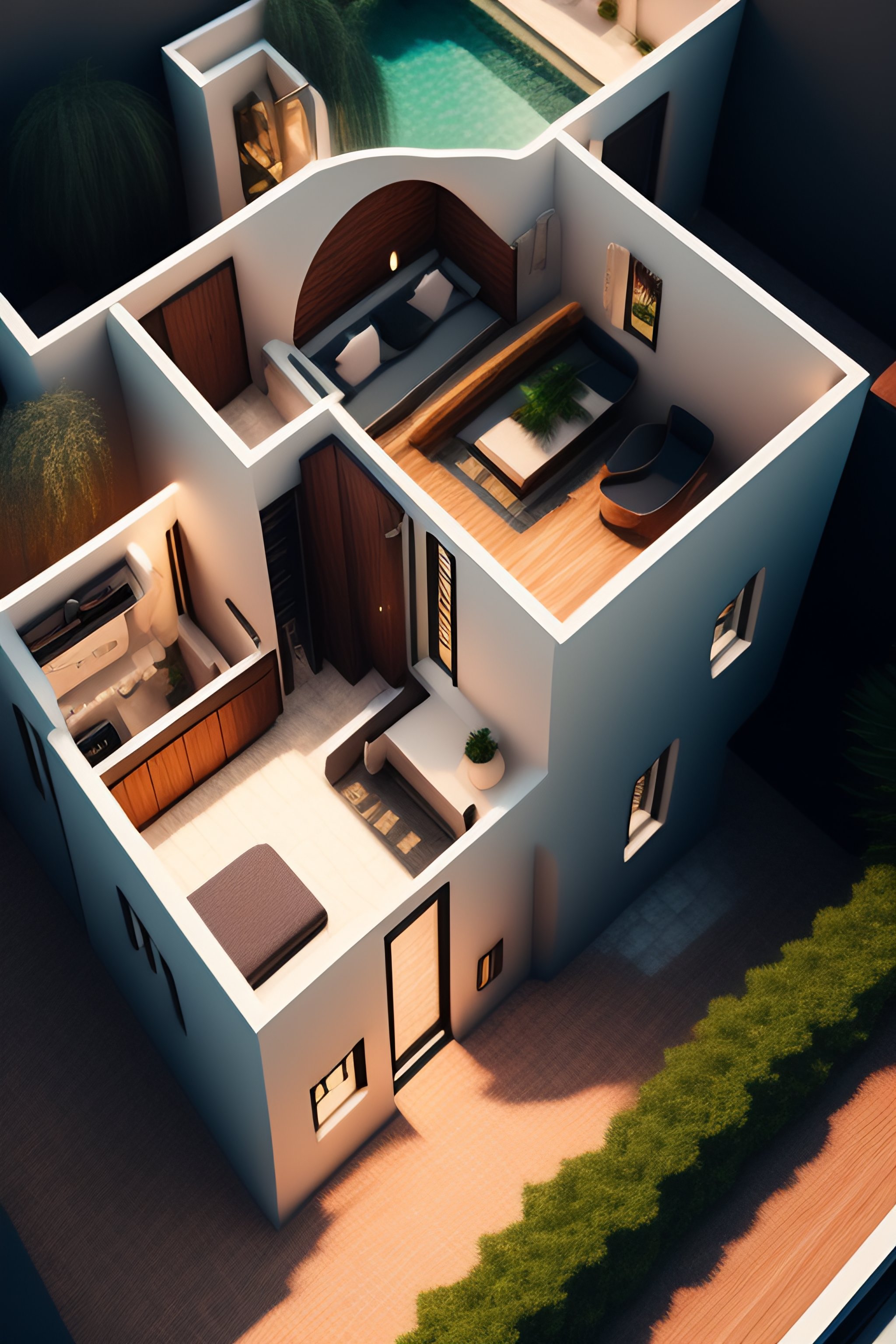 Lexica - An aerial perspective of the interior layout of the house ...