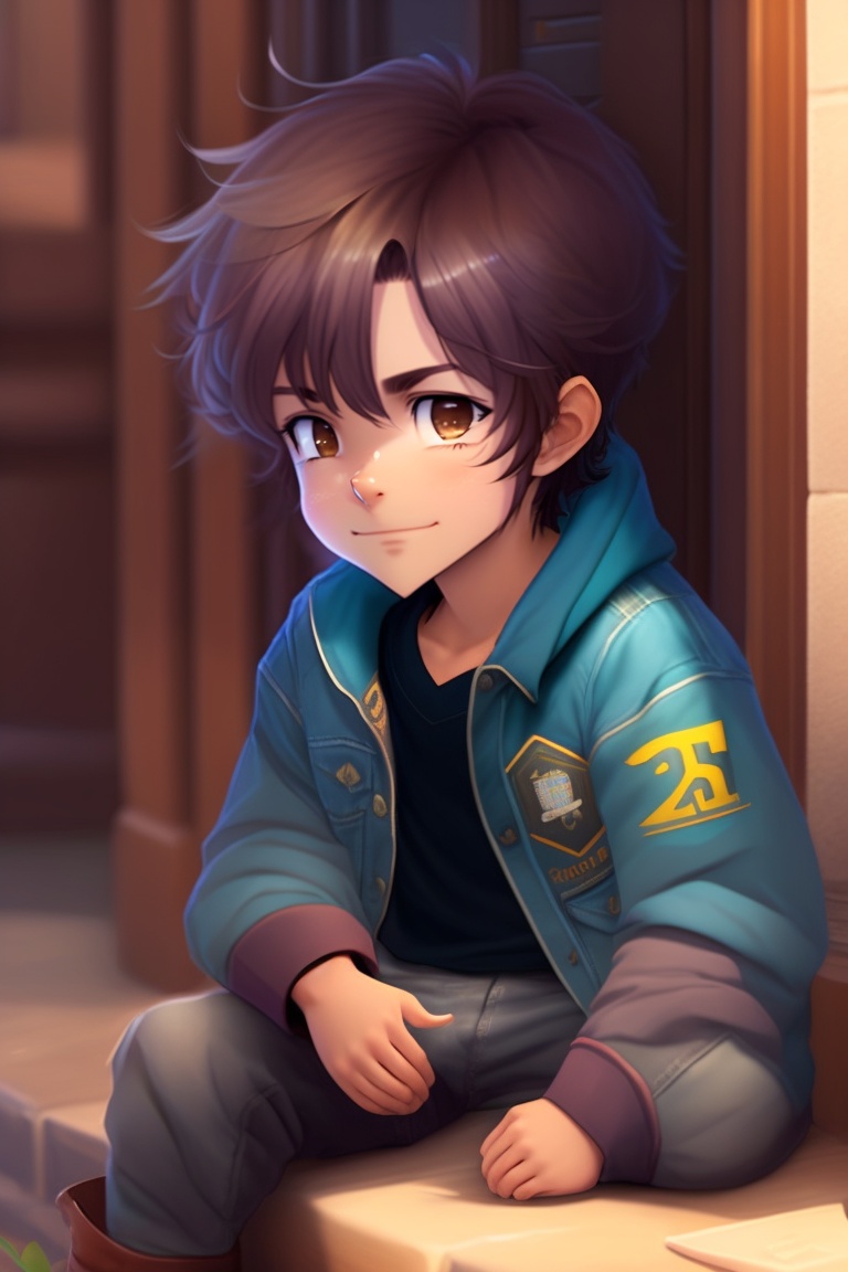 Lexica - Depict Lucas, the boy with tousled hair and a shy smile ...