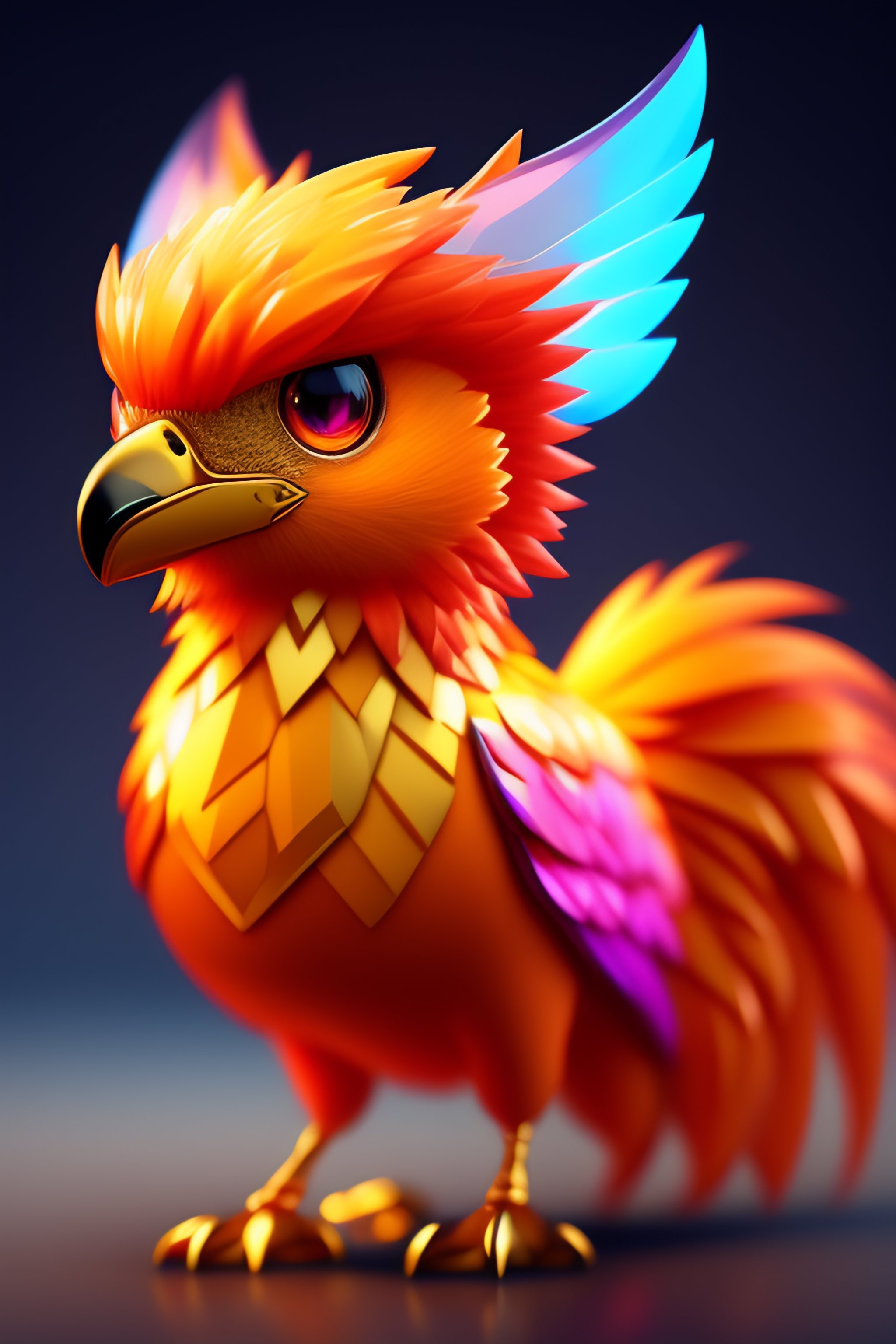Lexica - A cute adorable phoenix made of crystal ball with low poly eye ...