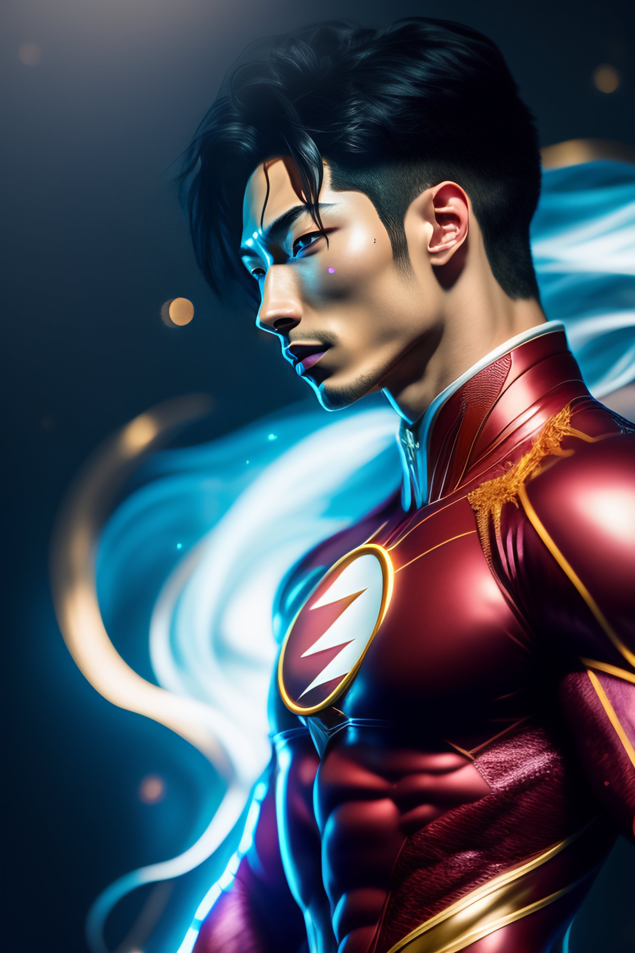 Lexica - Full body potrait of ezra miller as super muscular flash anime ...