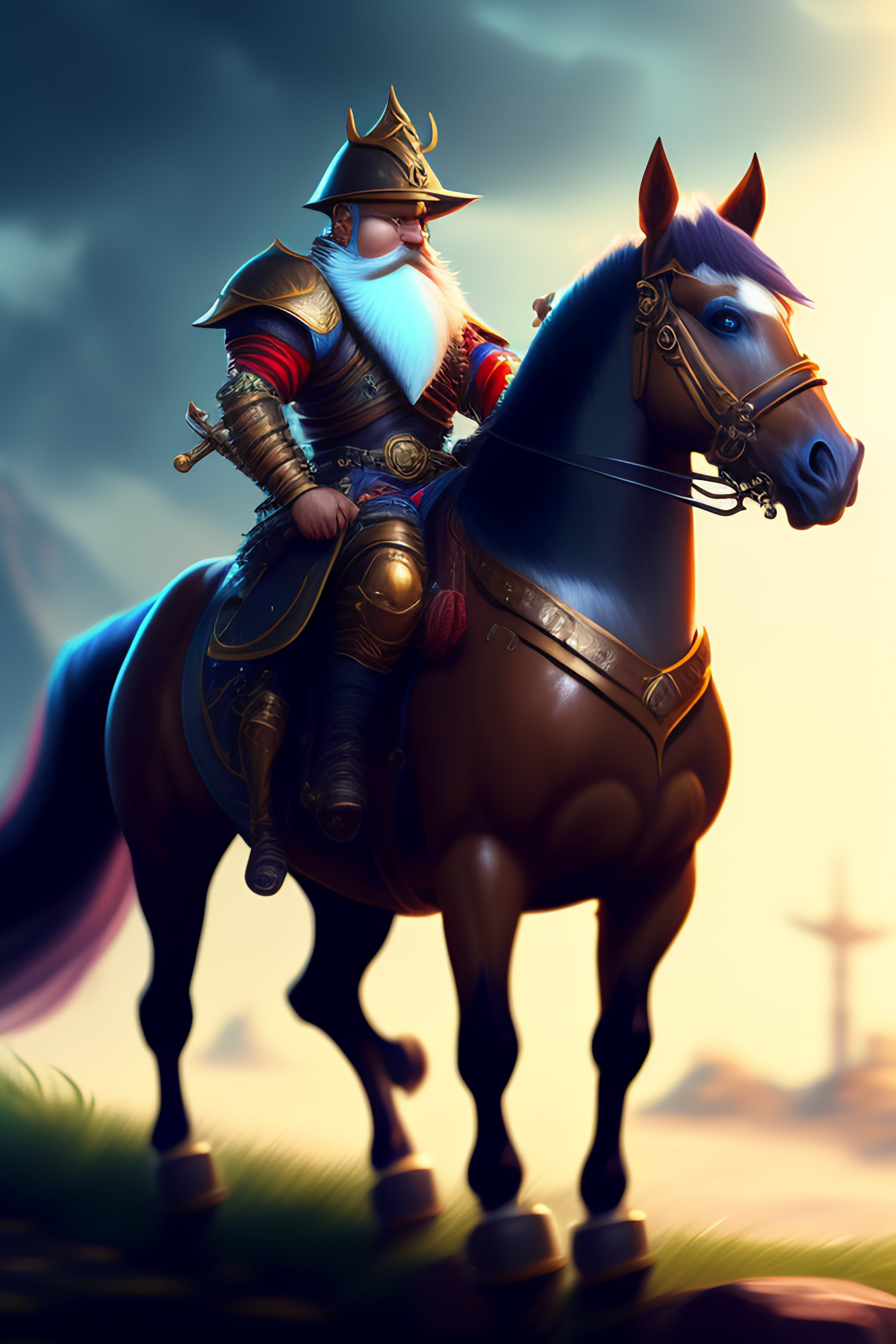Lexica - Mechanical gnome warrior riding a clockwork horse, digital ...