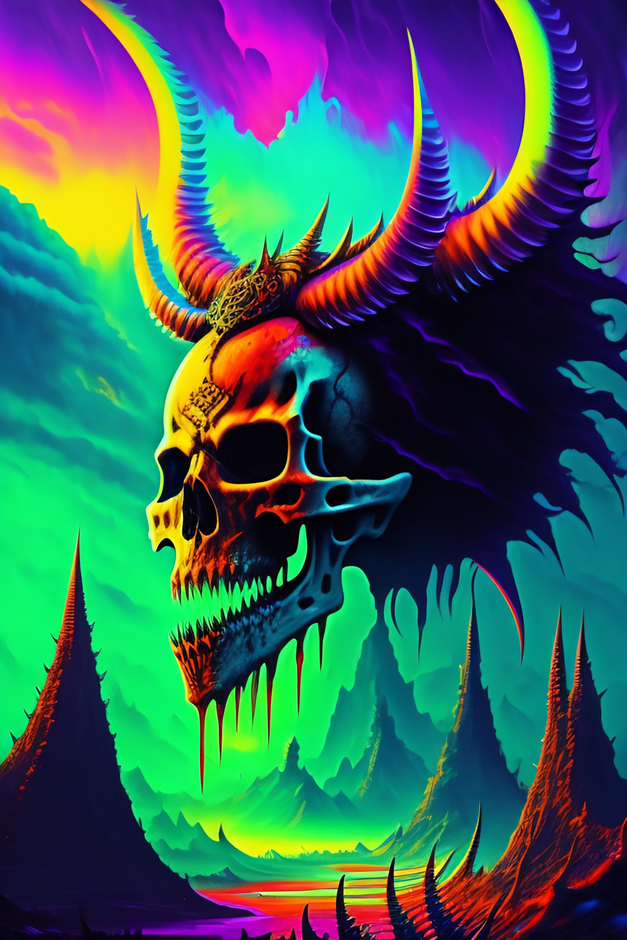 Lexica - Demon skull of a punk with a mohawk, with huge sharp fangs and ...