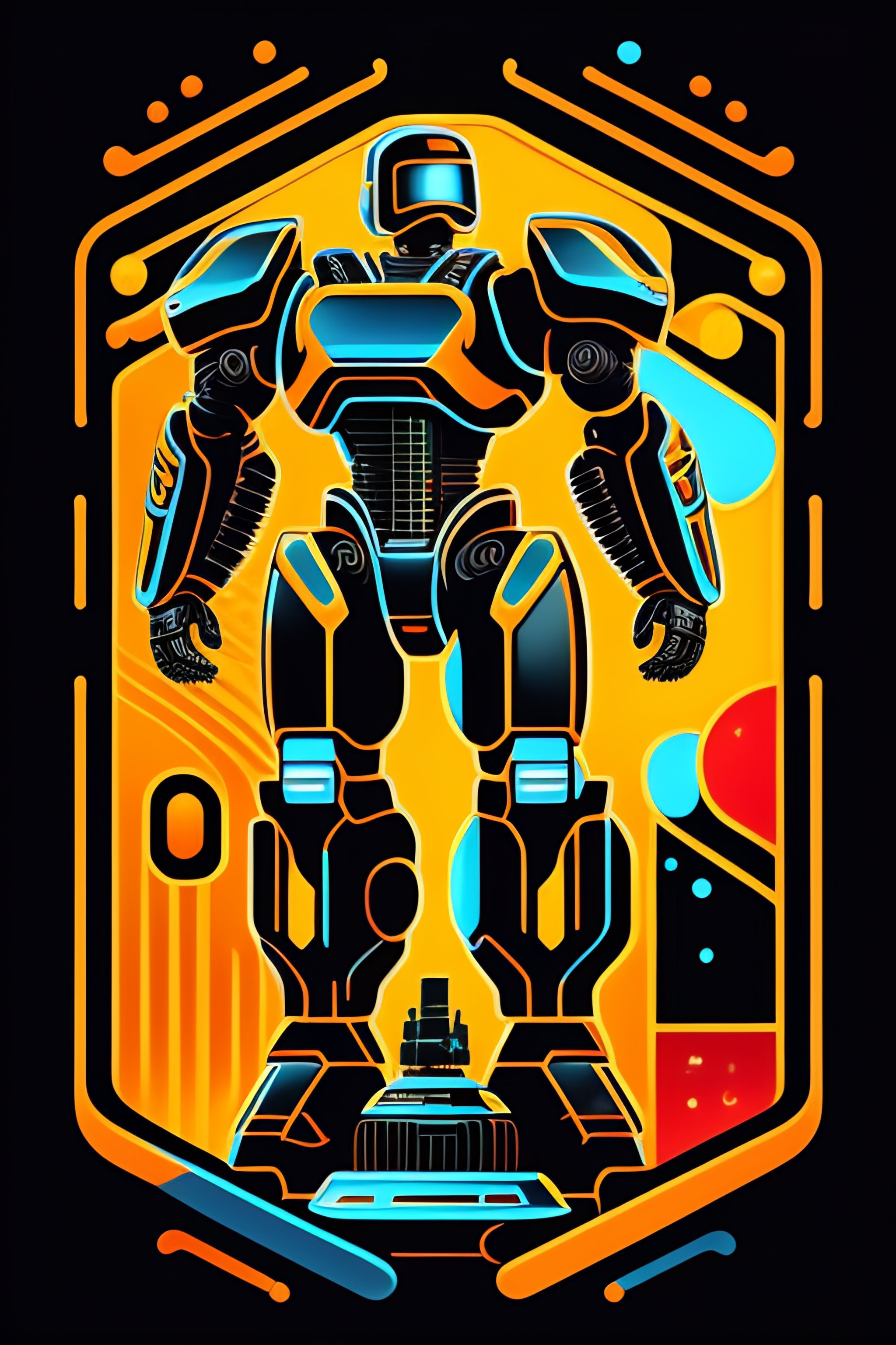 Lexica - Vector flat, flat vector 2D image of robocop inside a small ...