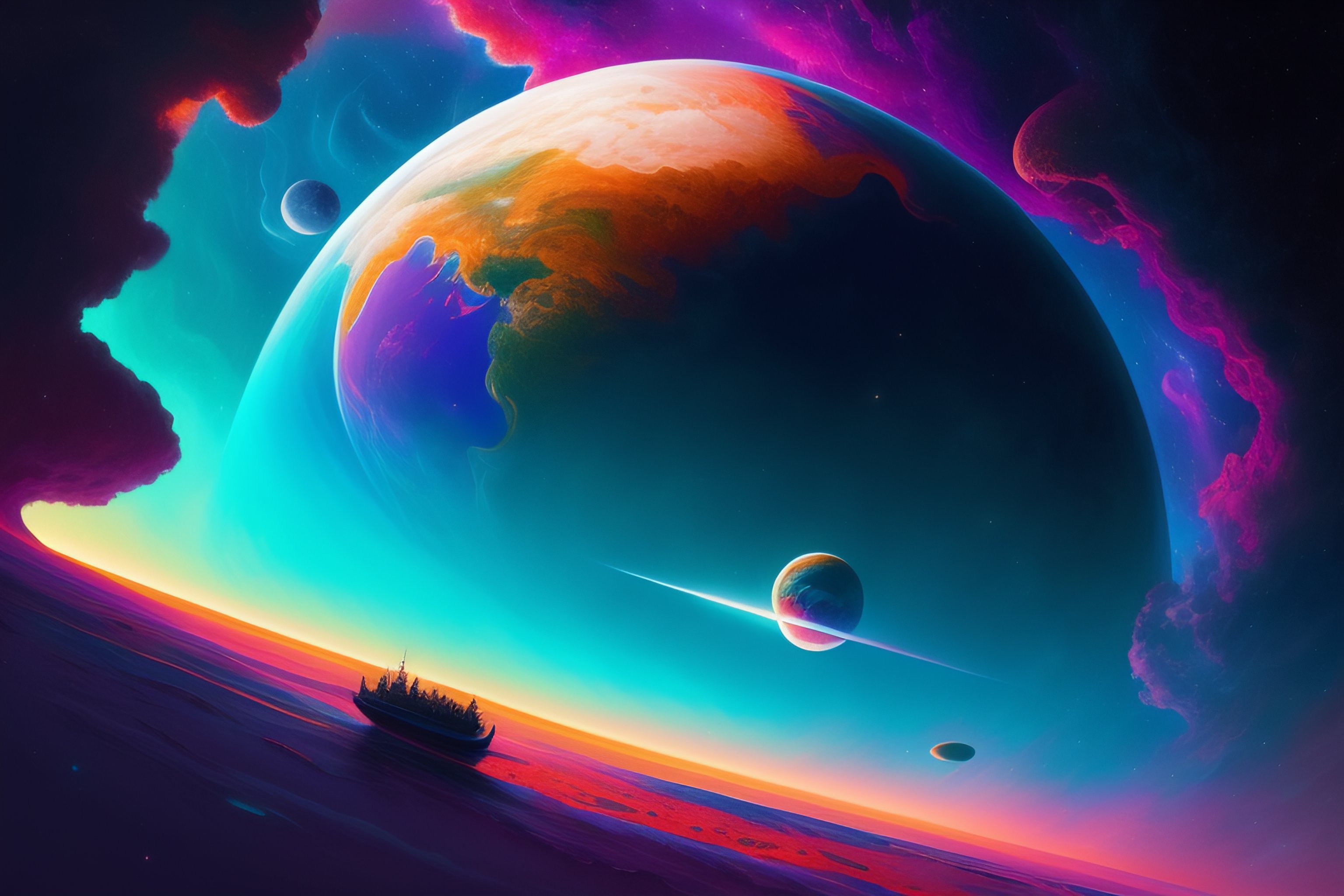 Lexica - Cosmos orbit world within a world, highly saturated colors ...