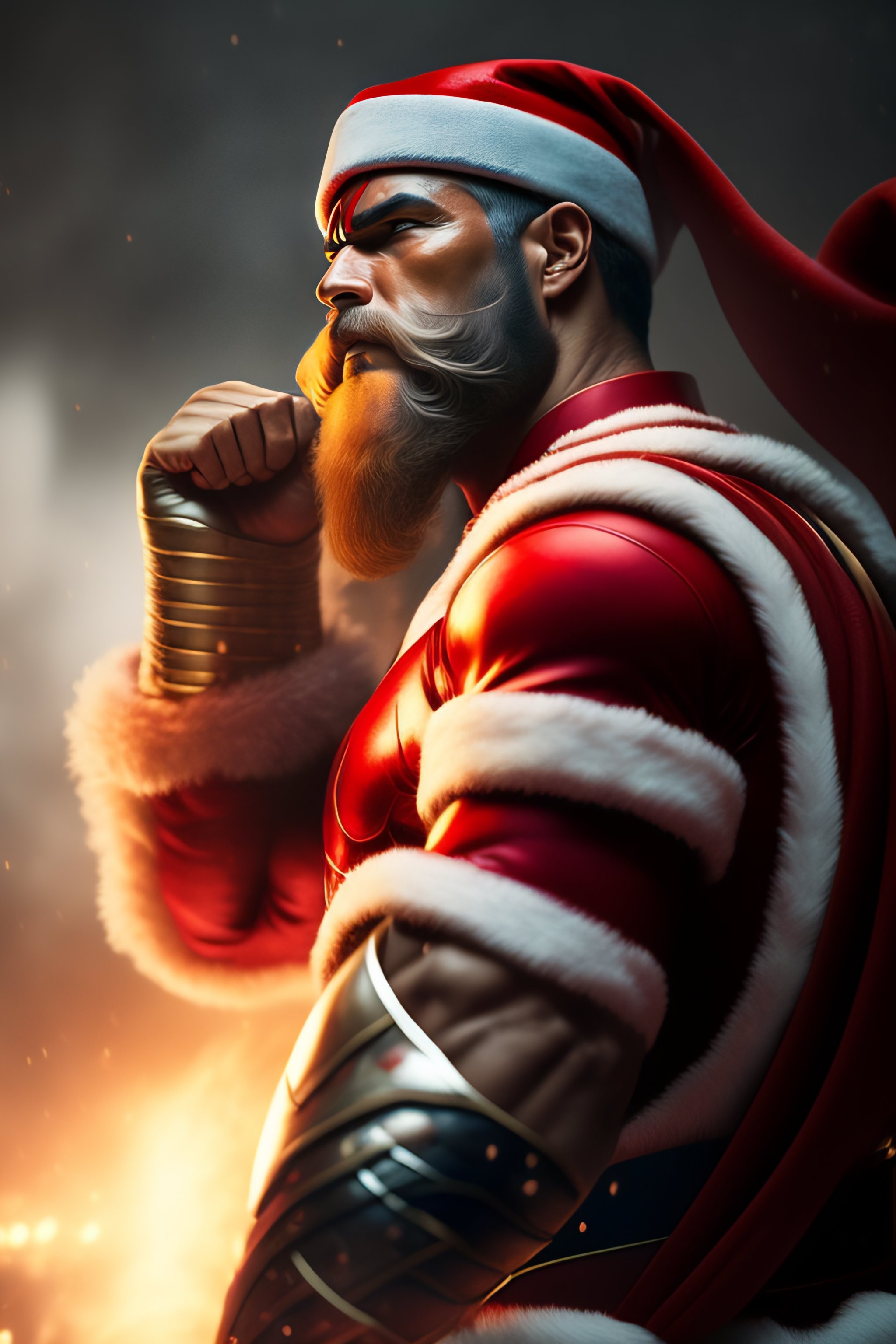 Lexica - Warrior, superhero santa, strong fearless fantasy 4k