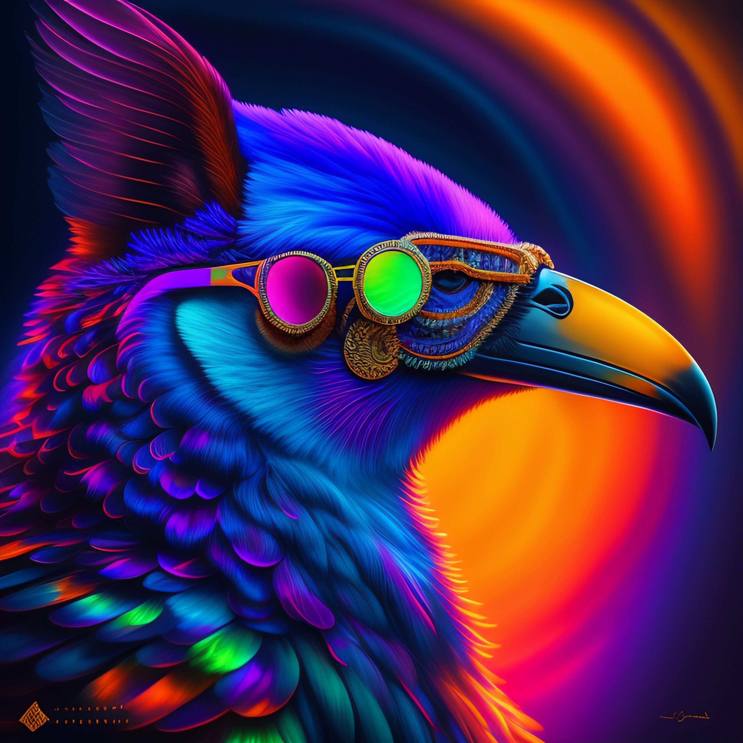 Lexica - Neon crow spirit animal wearing sunglasses by GEOGLYPHIKS by ...