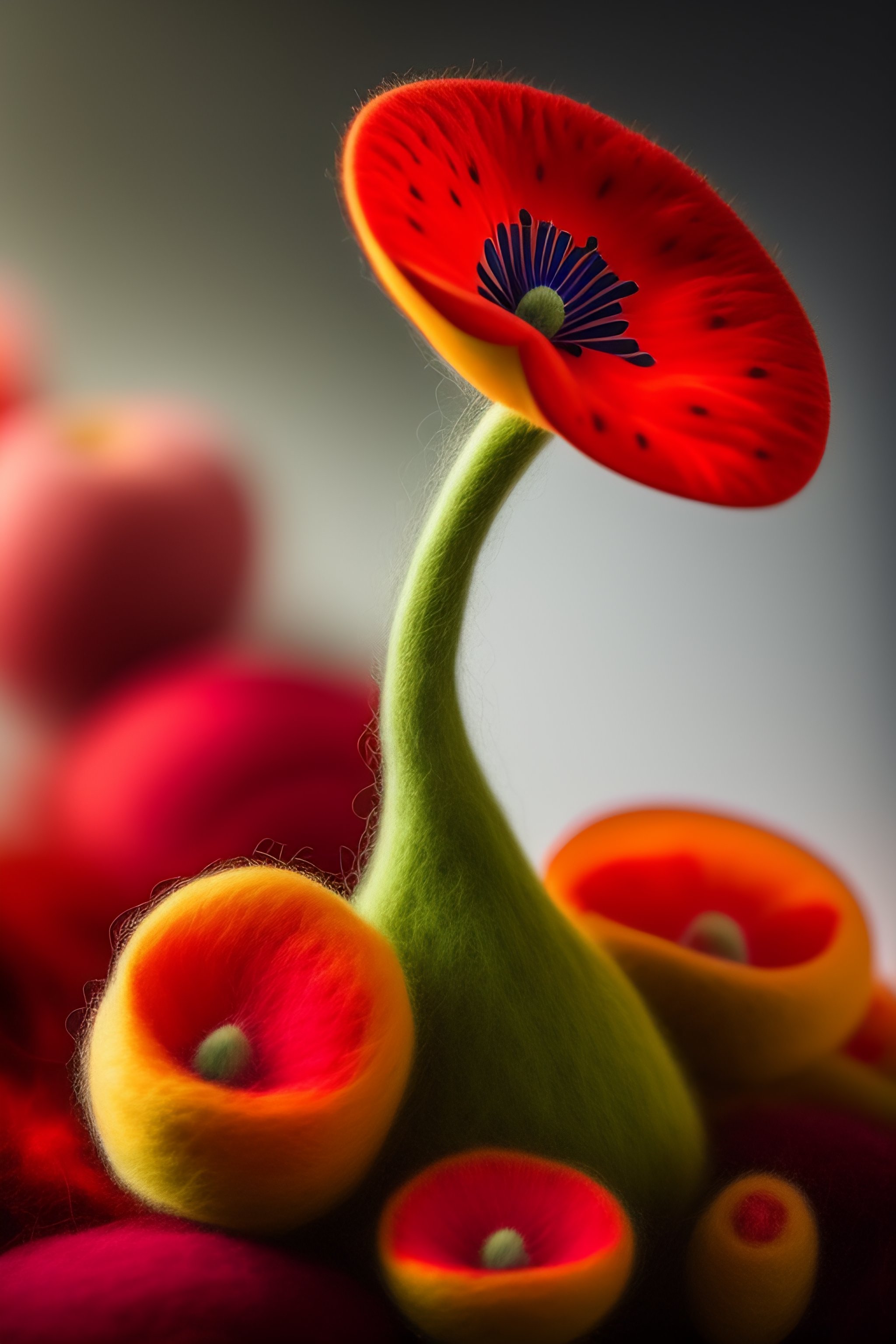 Lexica - Felted art, hundreds of red anthuriums, blood-drenched ...