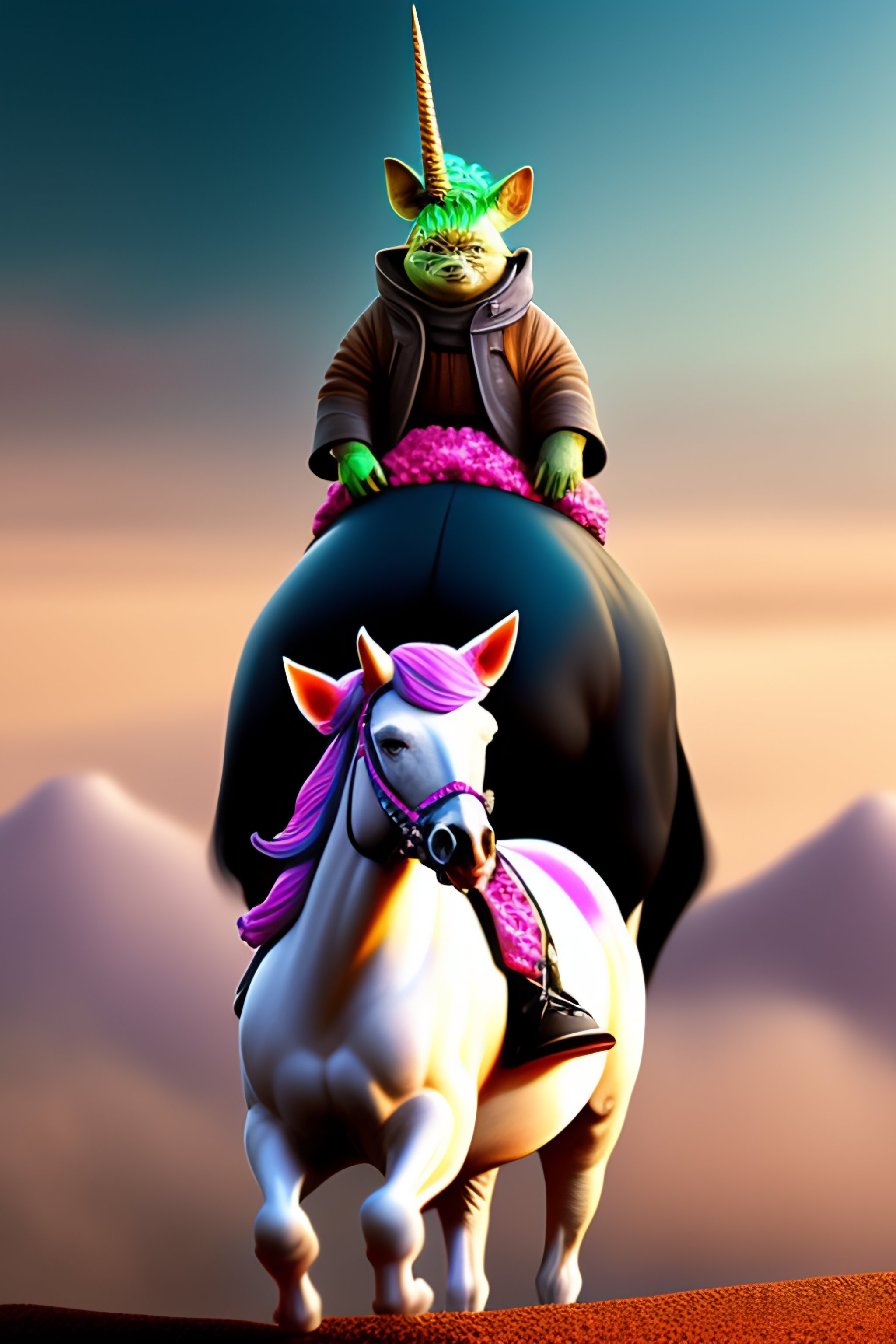 Lexica - Yoda riding a unicorn