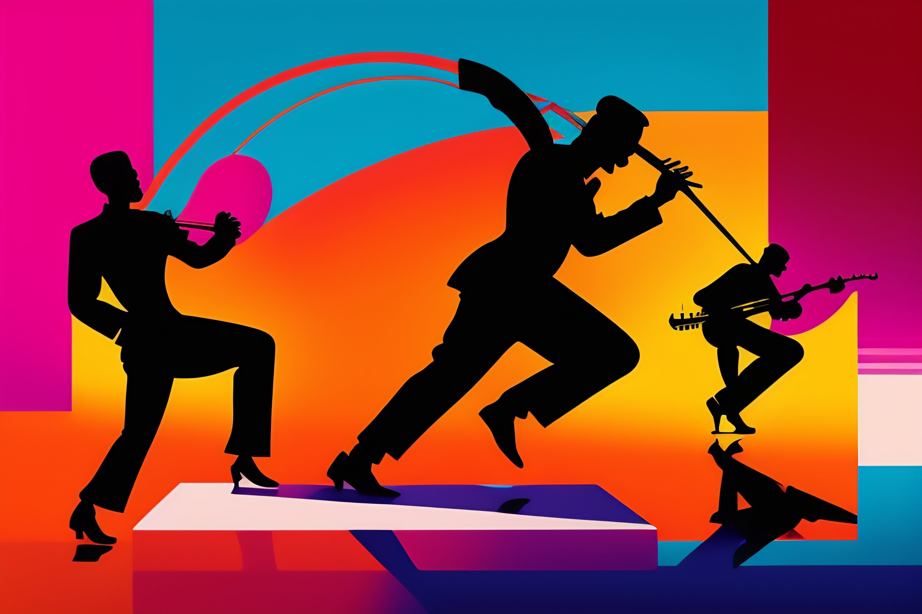 Lexica - Stylized abstract art of jazz musicians playing jazz and dance ...