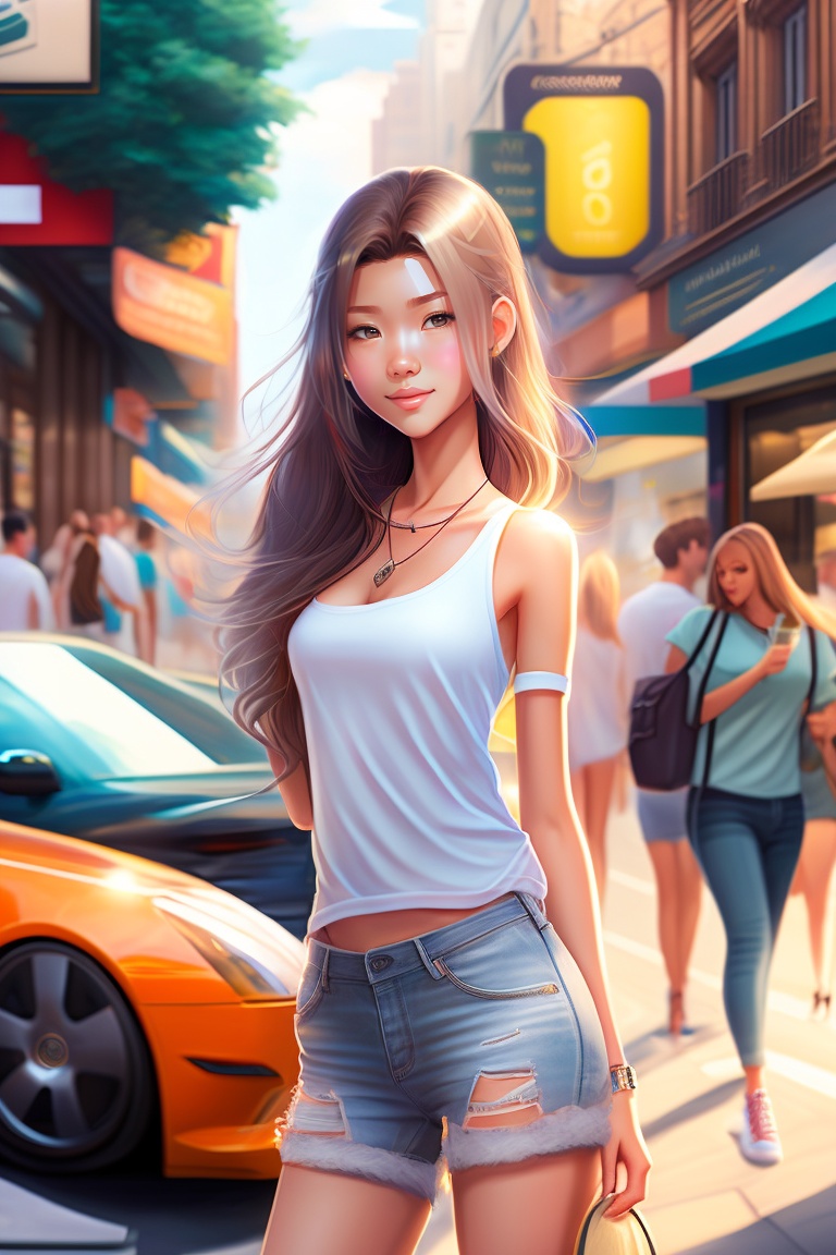 Lexica - Beautiful columbian girl wearing a tanktop in the middle of a ...