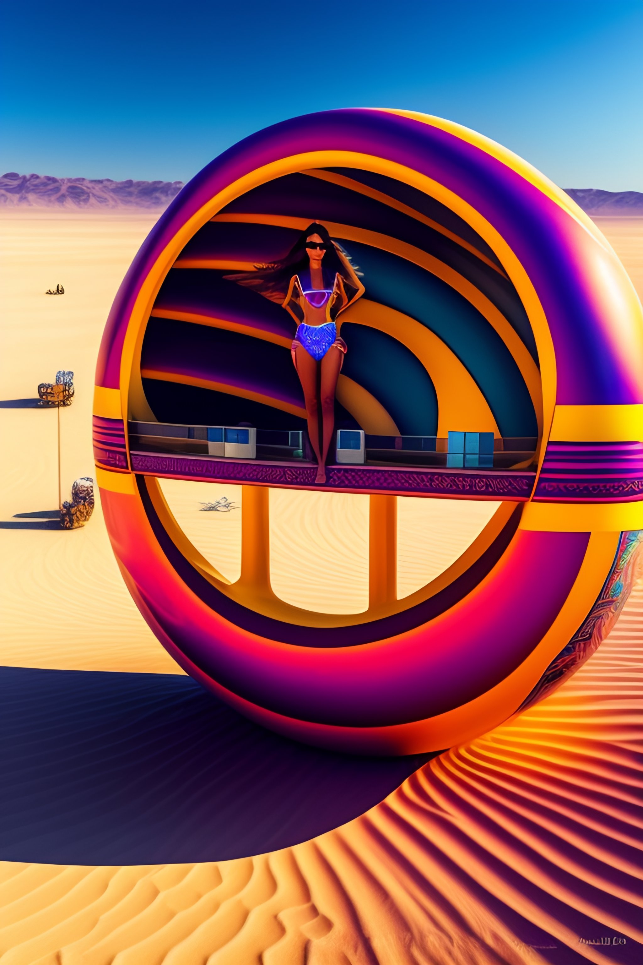 Lexica - A hippy girl at Burning Man, wearing a bikini, in the year ...