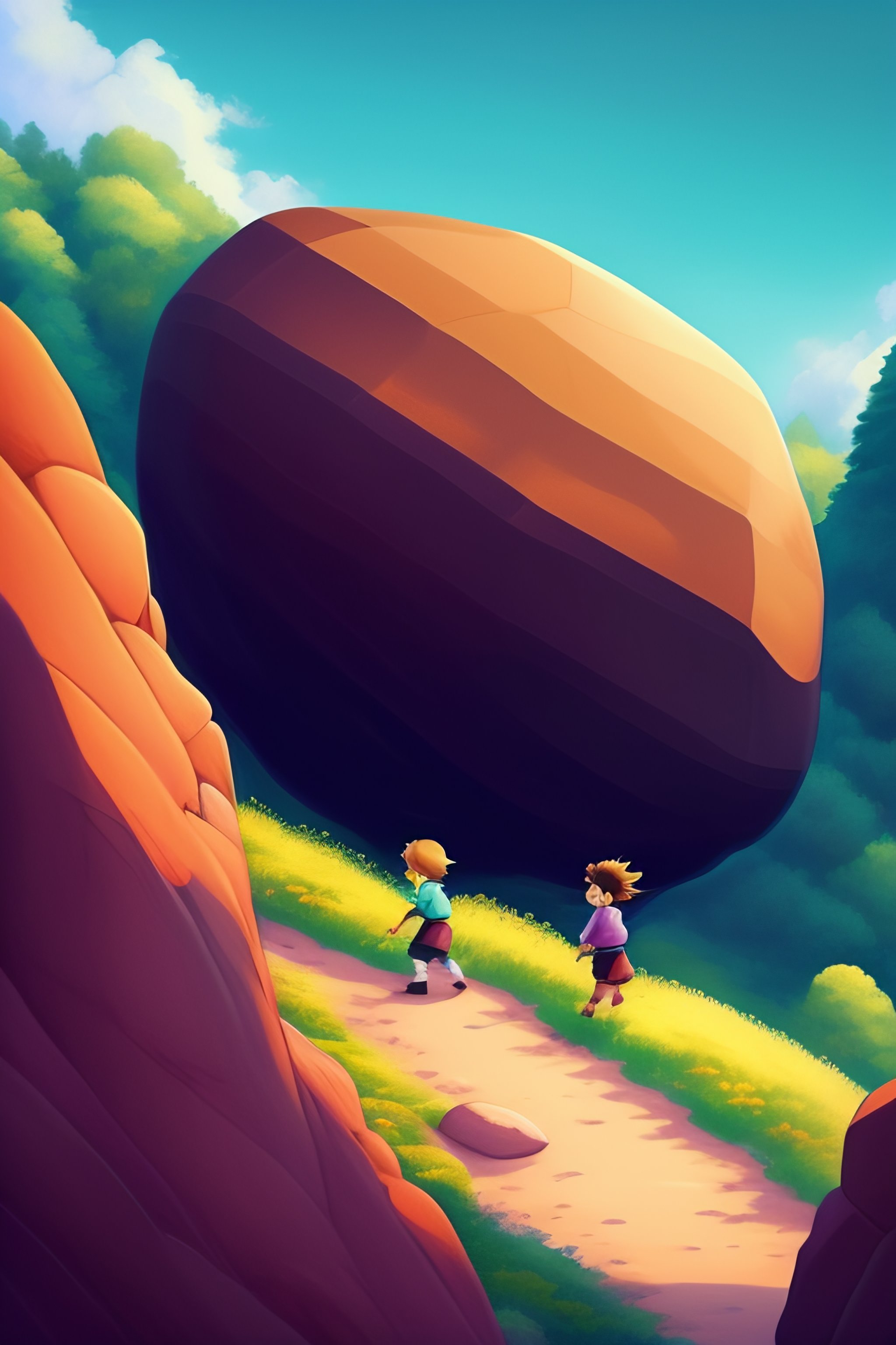 Lexica - Twenty Small Childrenpush a large boulder up a steep hill in ...
