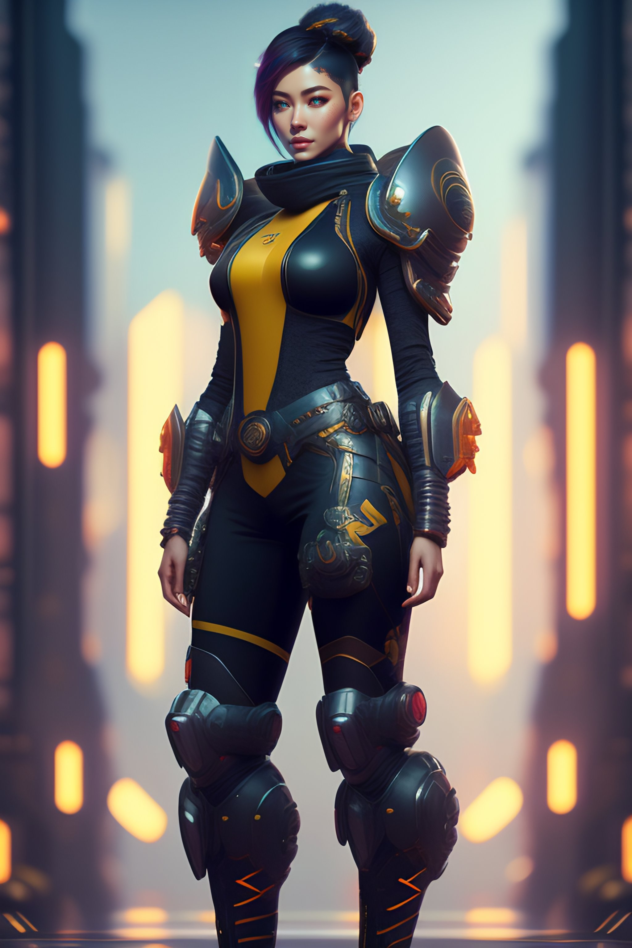 Lexica - Mech Punk ((full body)) clothes with short hair girl, battle ...