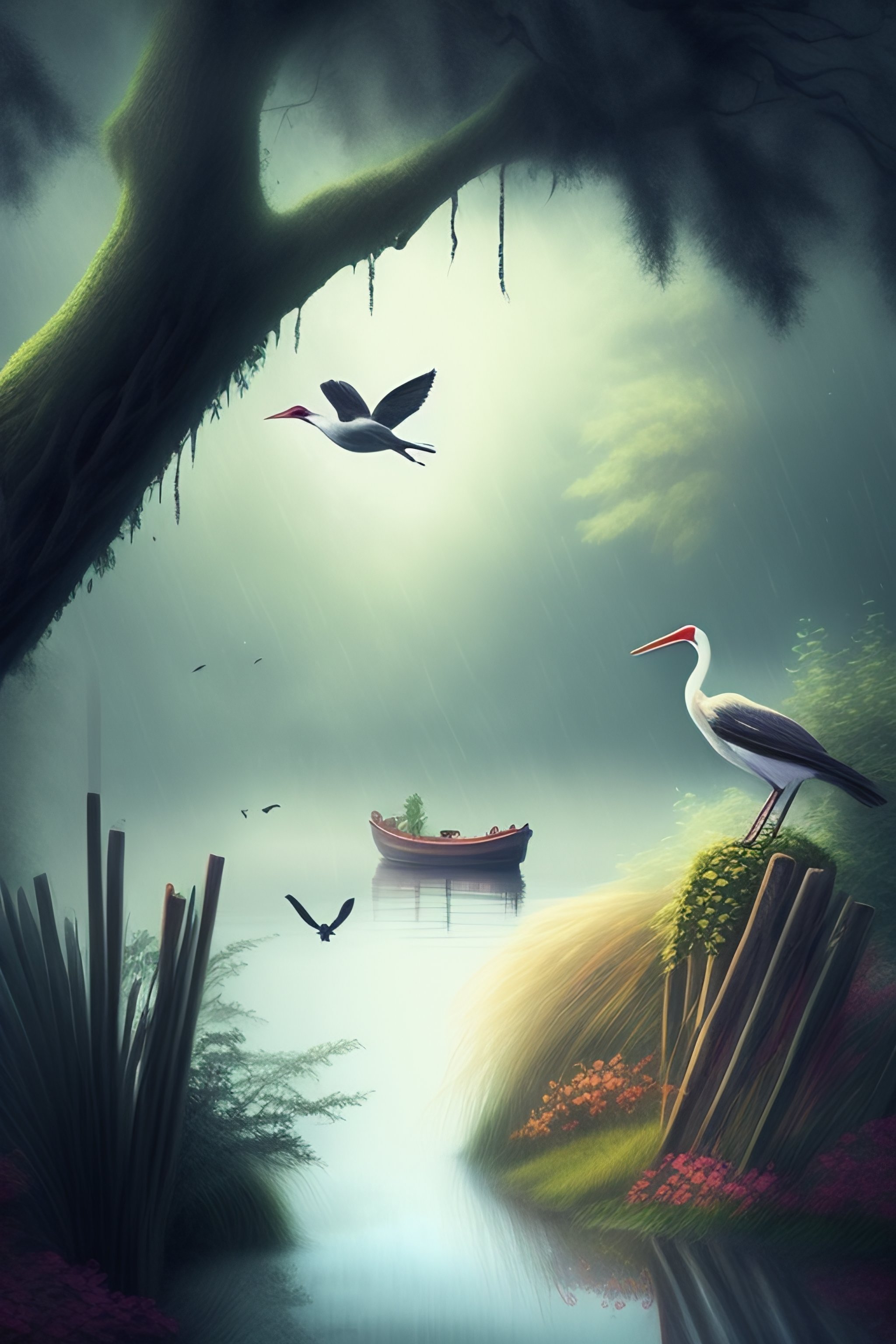 Lexica - Phoenix,forest animals,vines,screams,wind blow,stork by pond ...