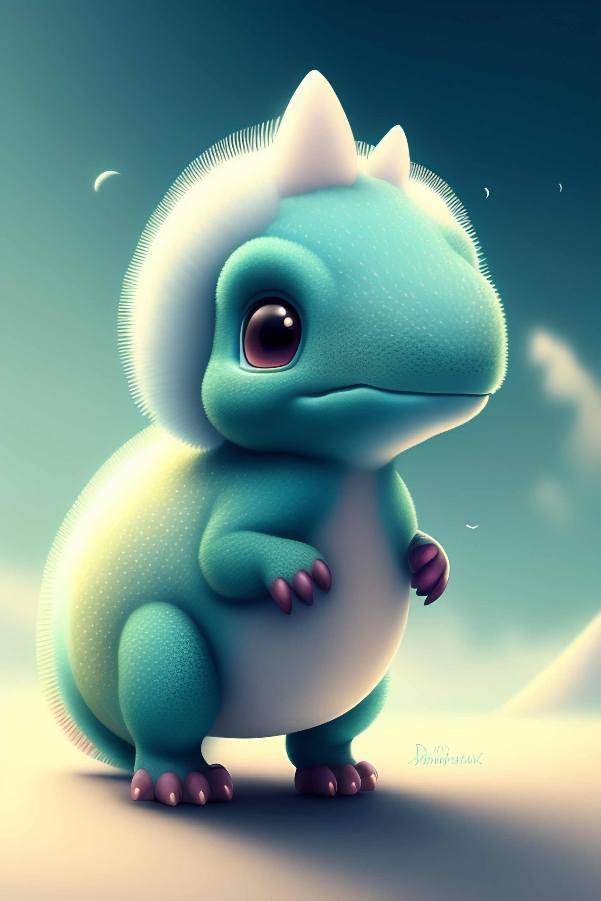 Lexica - CUTE AND ADORABLE CARTOON FLUFFY dinosaur, silver, DREAMLIKE ...