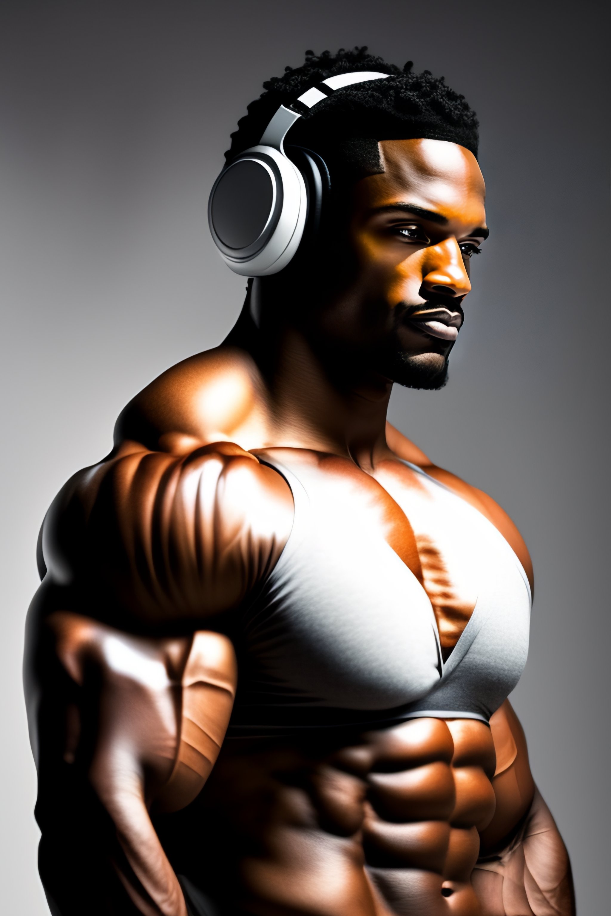 Lexica - Handsome muscle man with headphones drawing whole body