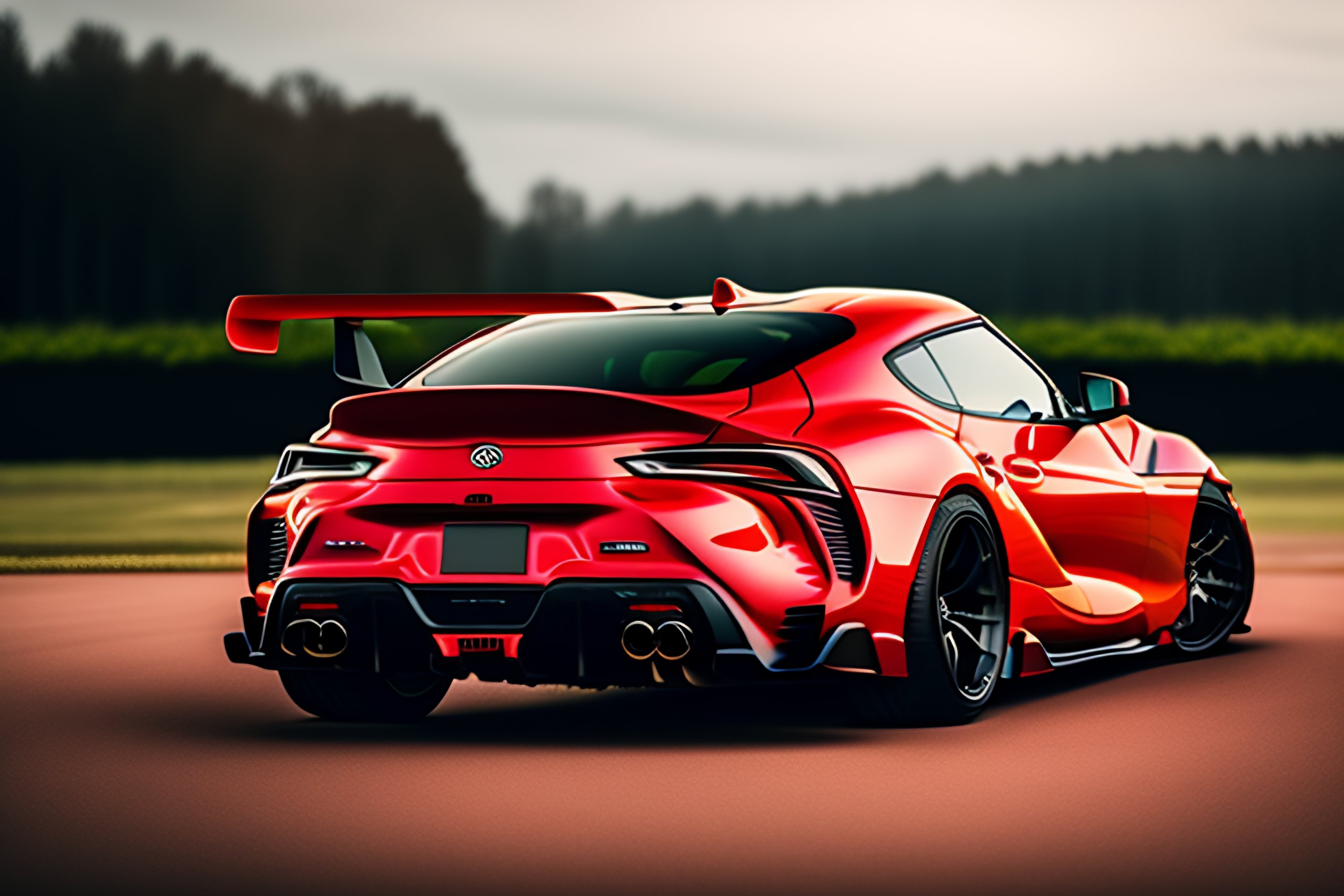 Lexica - Toyota supra, photography, red, on a track