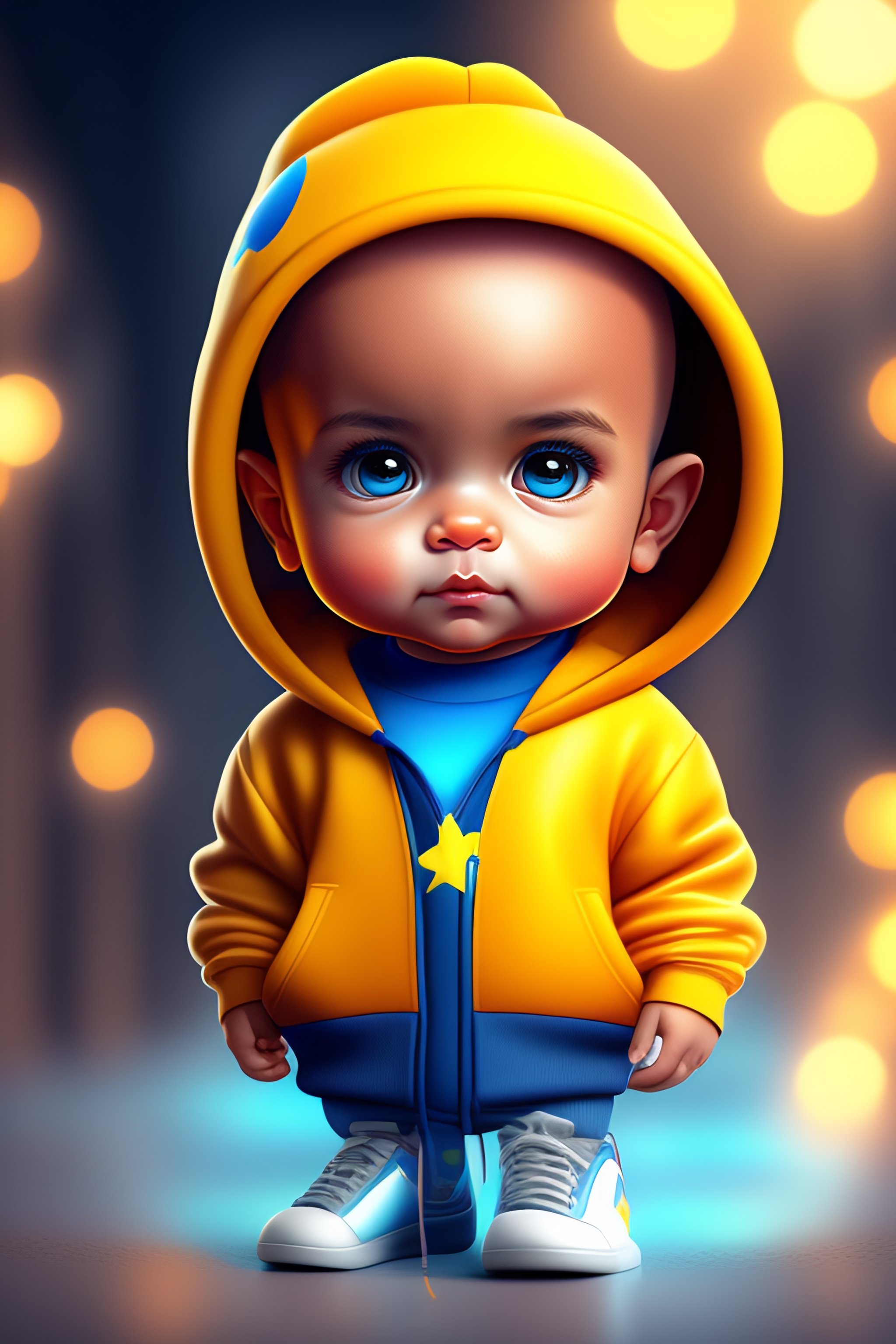 Lexica - Cute adorable cartoon tan bald male baby with brown eyes ...