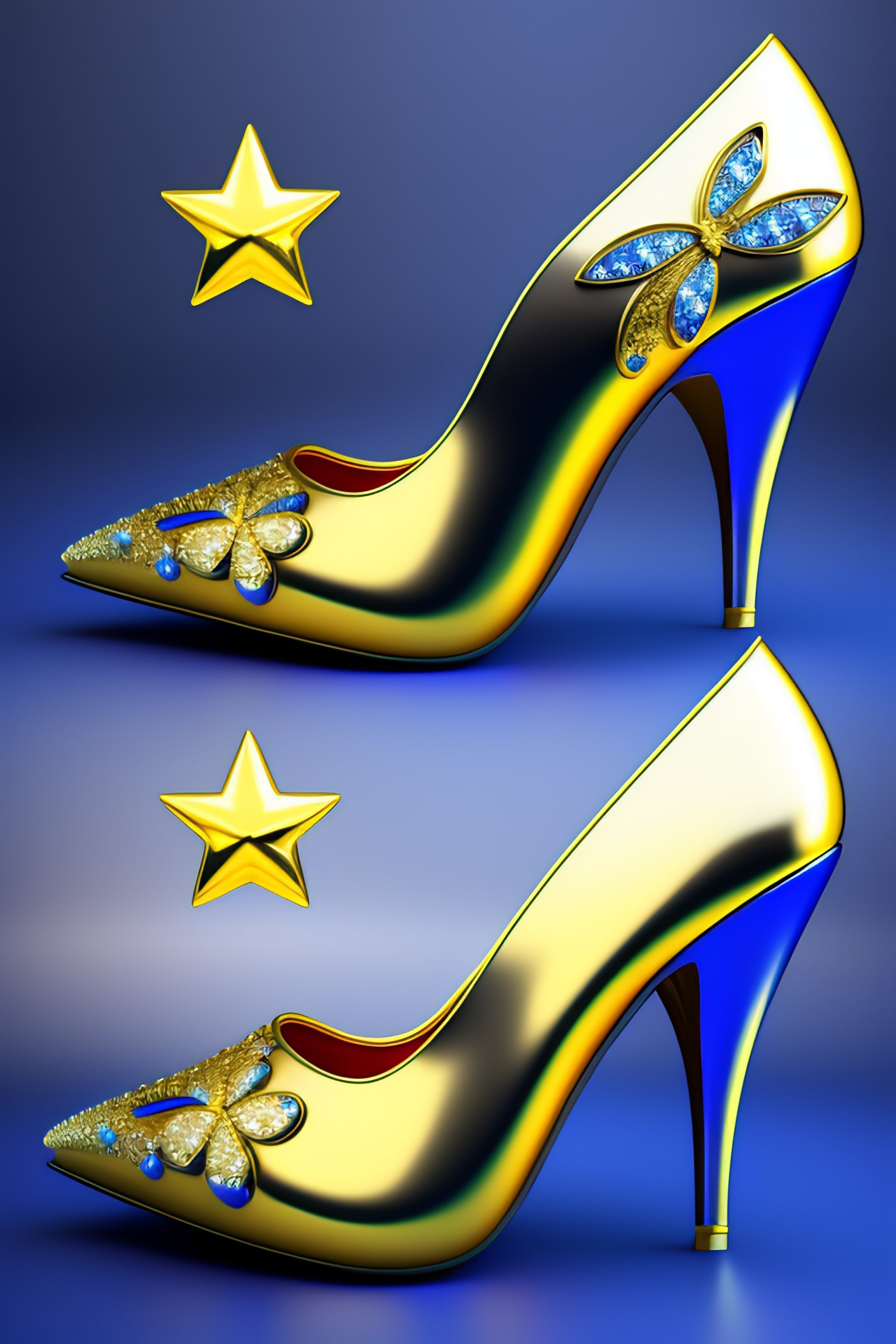Lexica - Create a pair of women's stiletto heel shoes, two colors blue ...