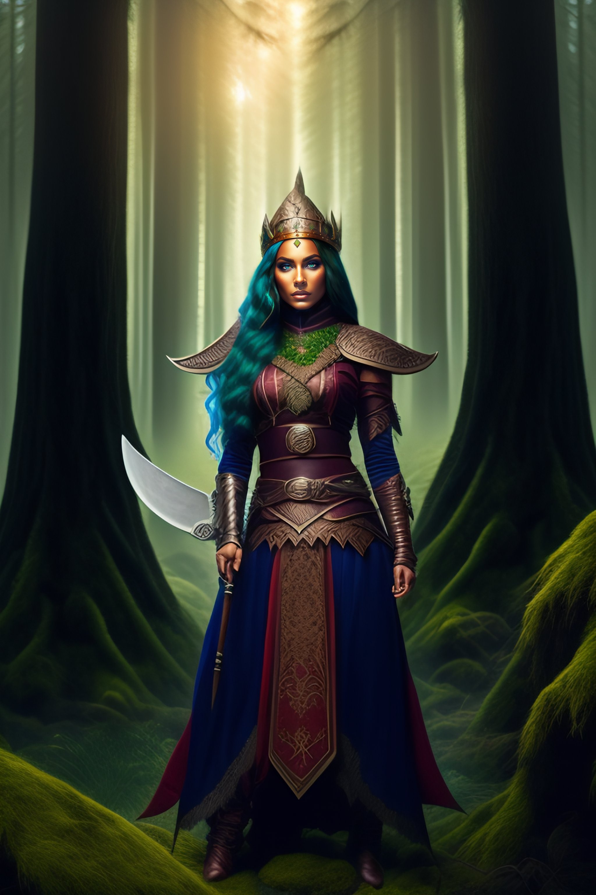 Lexica - Epic fantasy elf in a forest holding a knife
