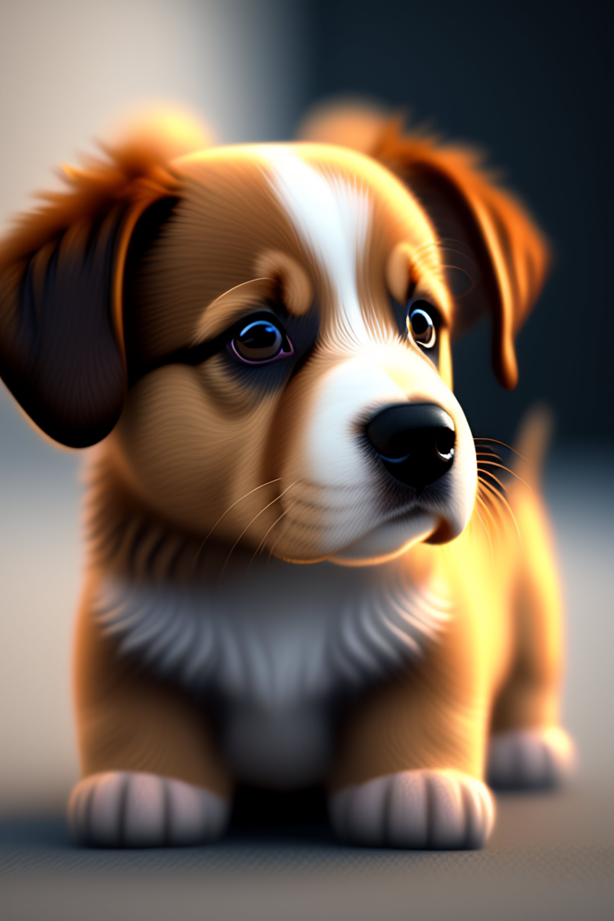 Lexica - A very cute puppy with fur, c4d render