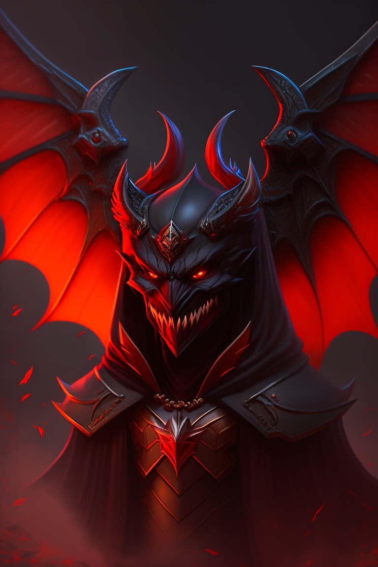 Lexica - Demon king, black smille creepy, bat wings, cartoon, hell ...