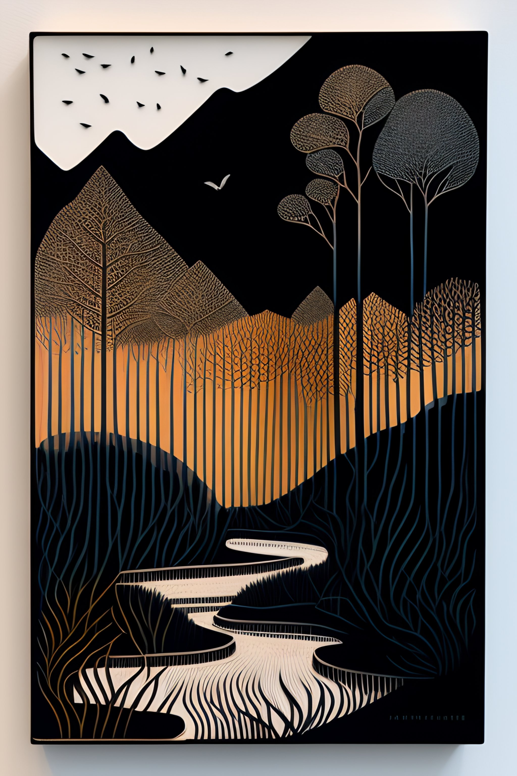 Lexica - Angela Harding rough cut style block print lino cut style ...