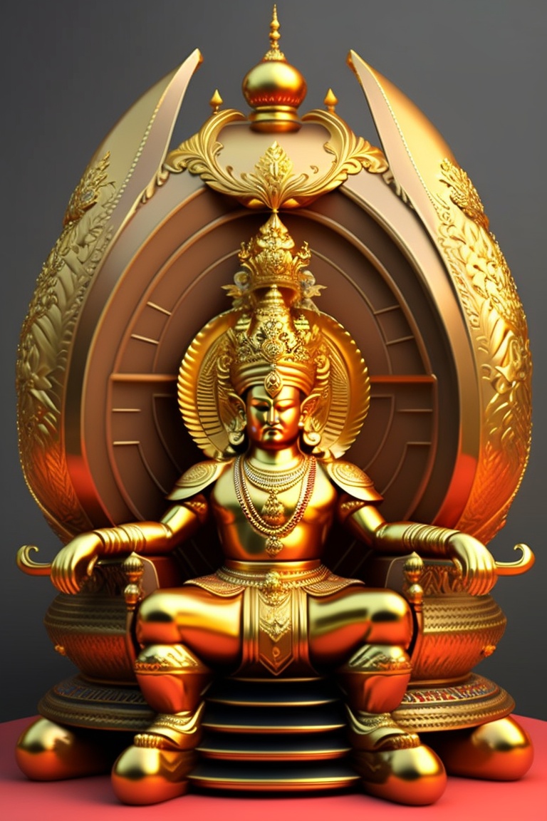 Lexica - Ravan having 10 heads , siting on golden dragon throne at ...