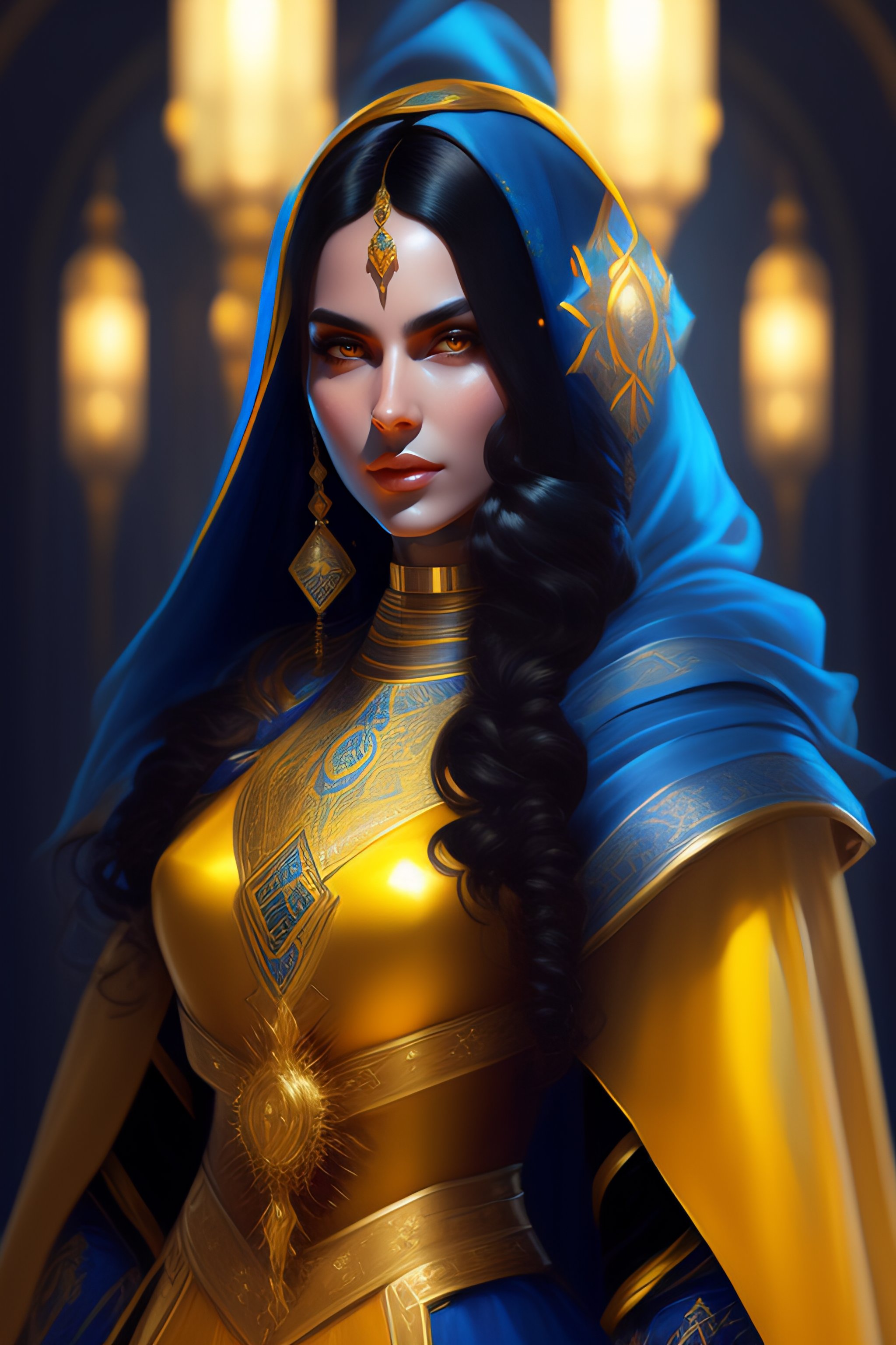 Lexica - Portrait of a middle - eastern robot cleric with straight ...