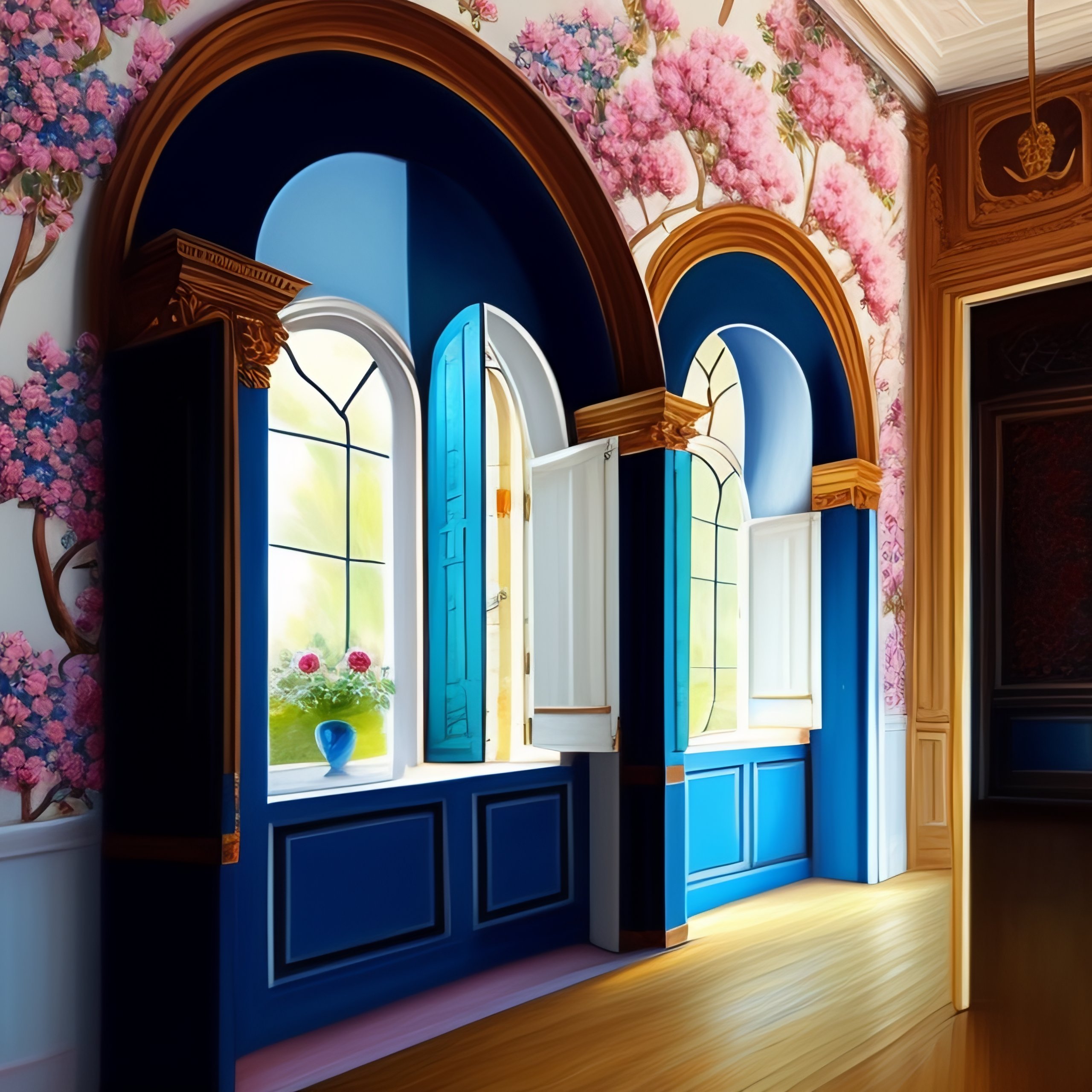 Lexica - Oil and oil pastel painting by Henri Mattisse of 3 arch ...