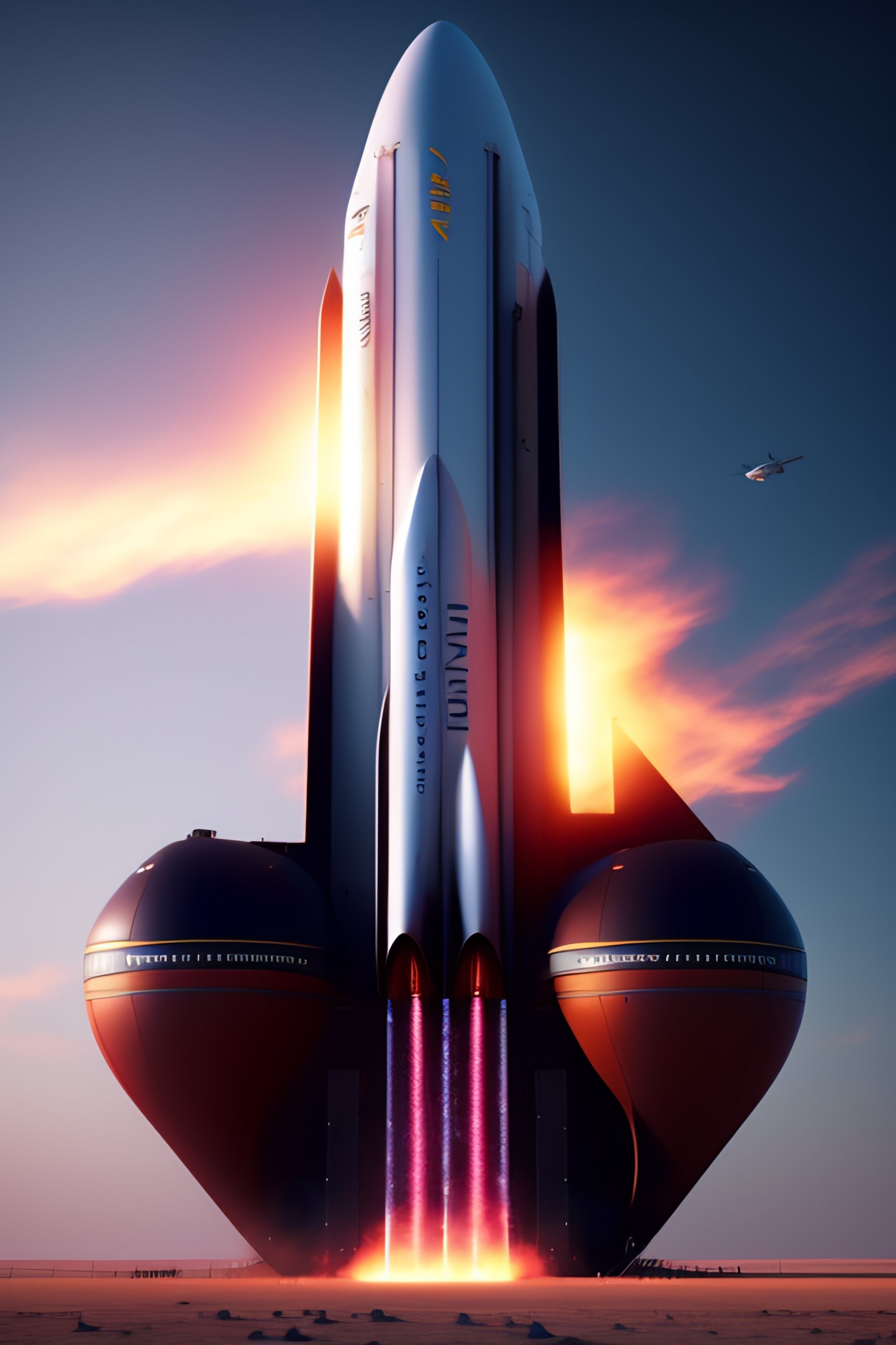 Lexica - Photograph of Spacex starship on top of heavy Falcon rocket ...