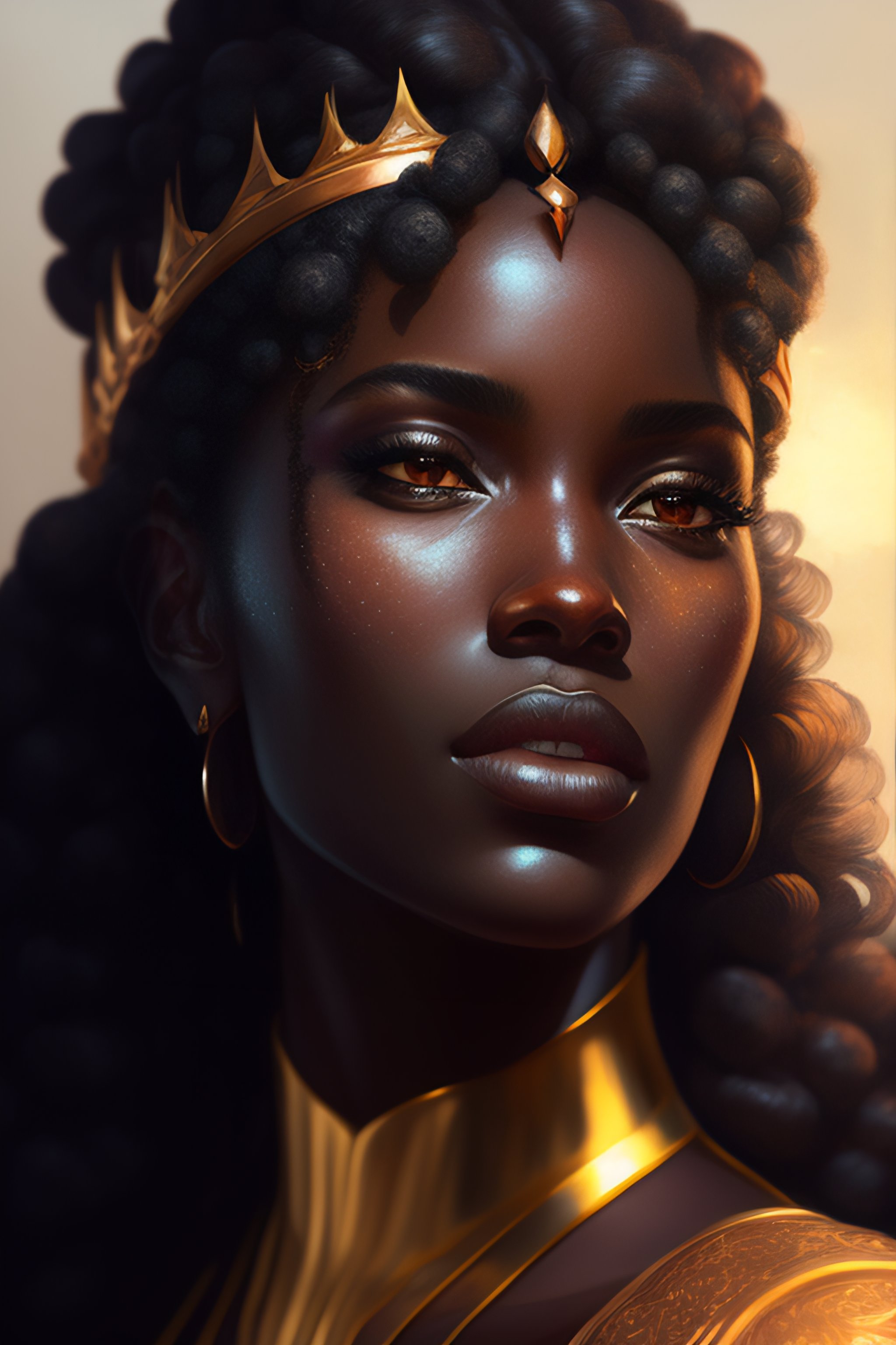 Lexica - The first portrait of a Queen, a beautiful black woman with ...