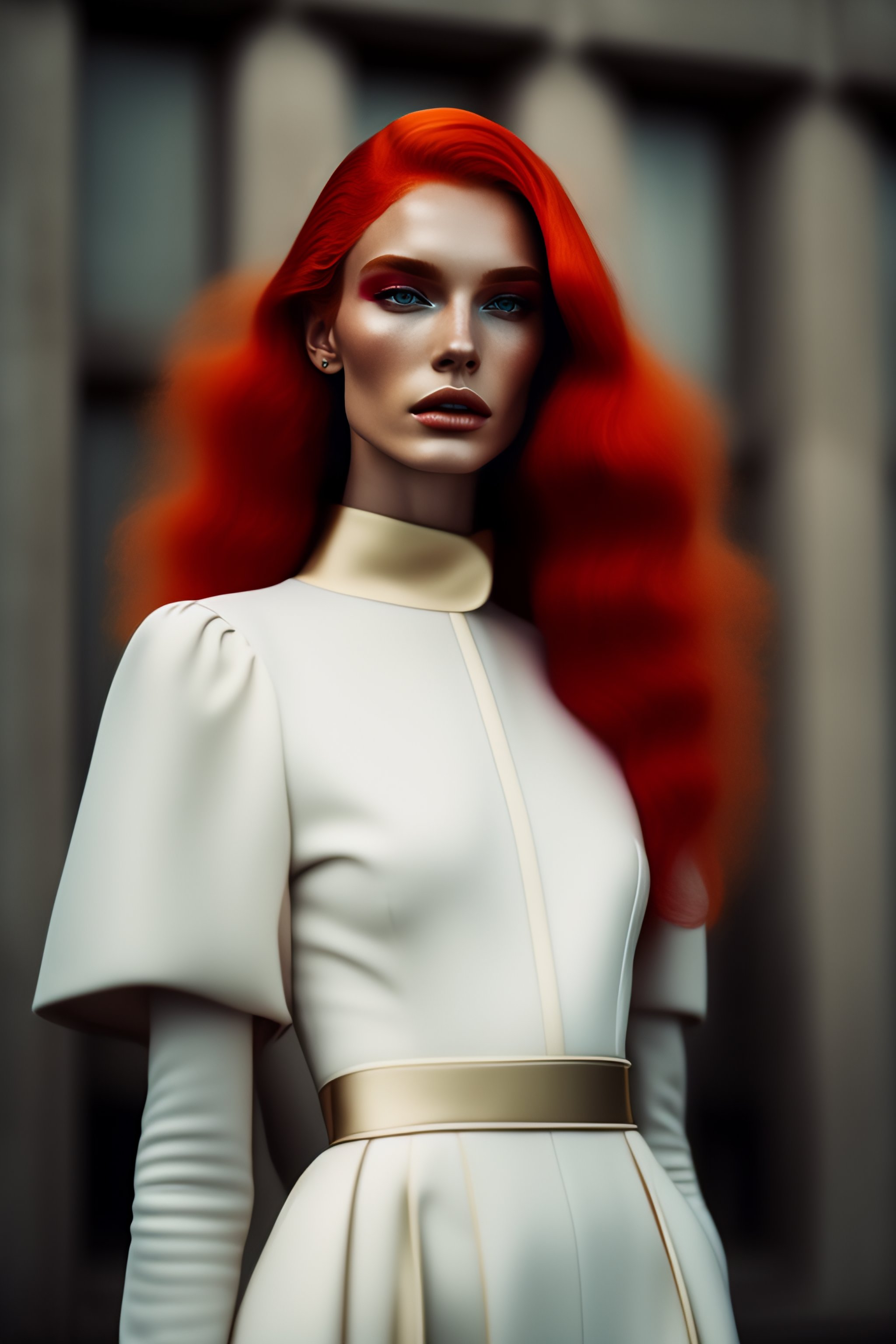 Lexica - Portrait of haute couture beautiful albino fashion model with ...