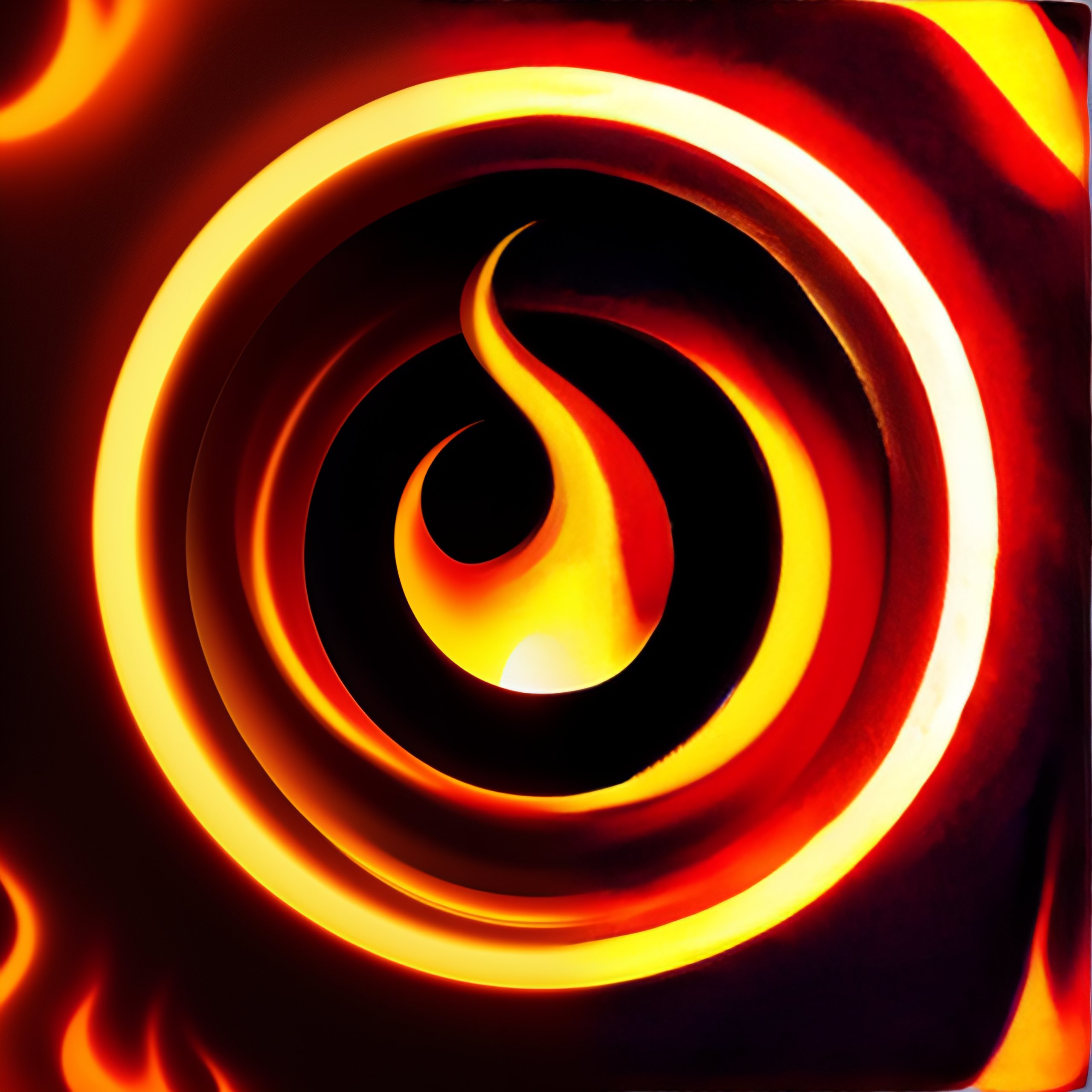 Lexica - Stylized flame in circle shape, black background