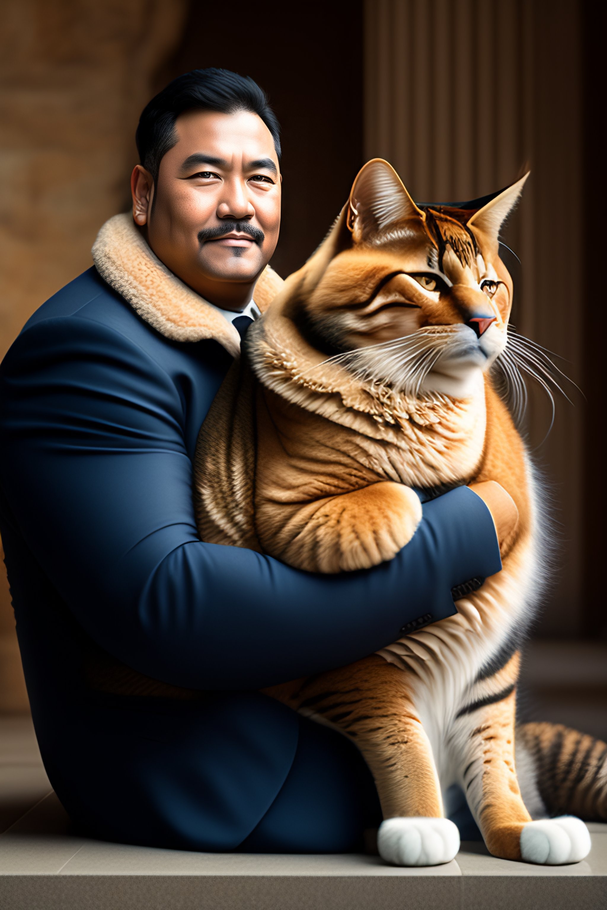 Lexica - Furry man with large cat